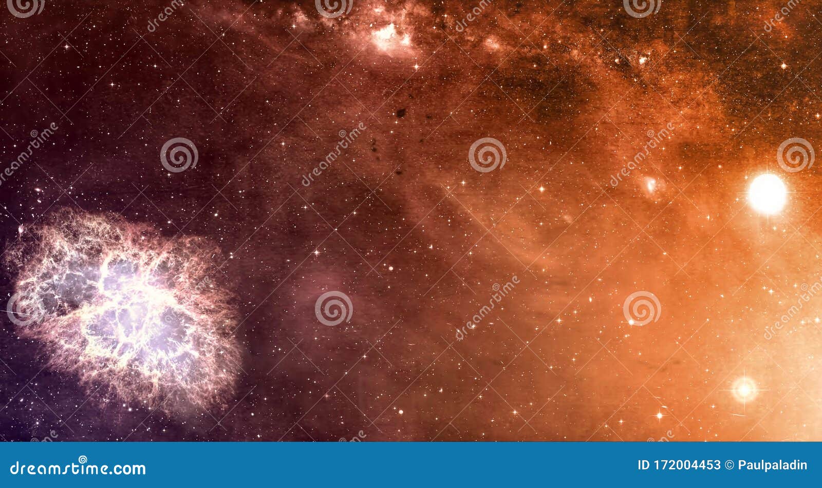 Space Cosmic Background of Supernova Nebula and Stars Field Stock ...