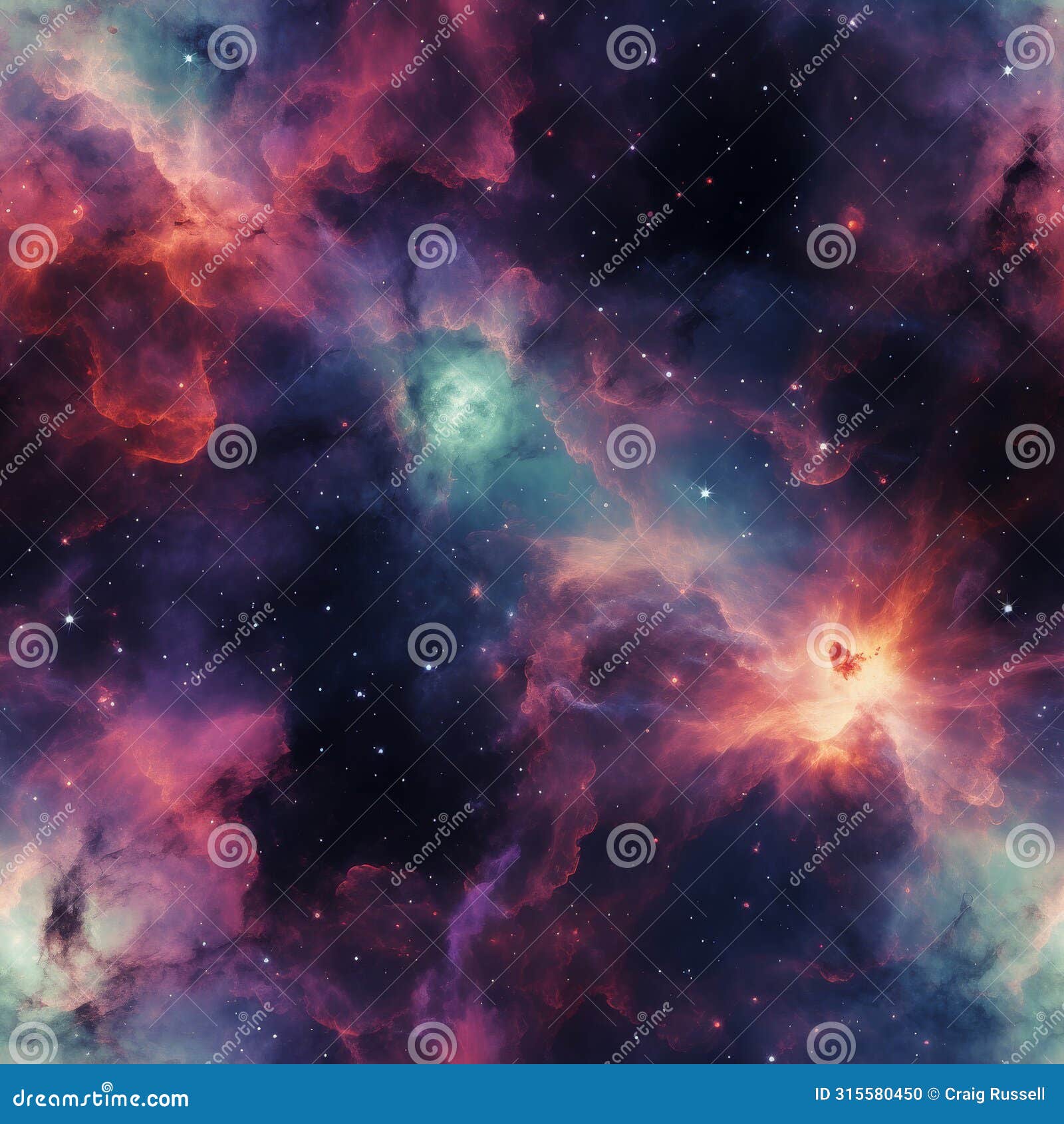 Space Cosmic Background of Supernova Nebula and Stars, Glowing ...