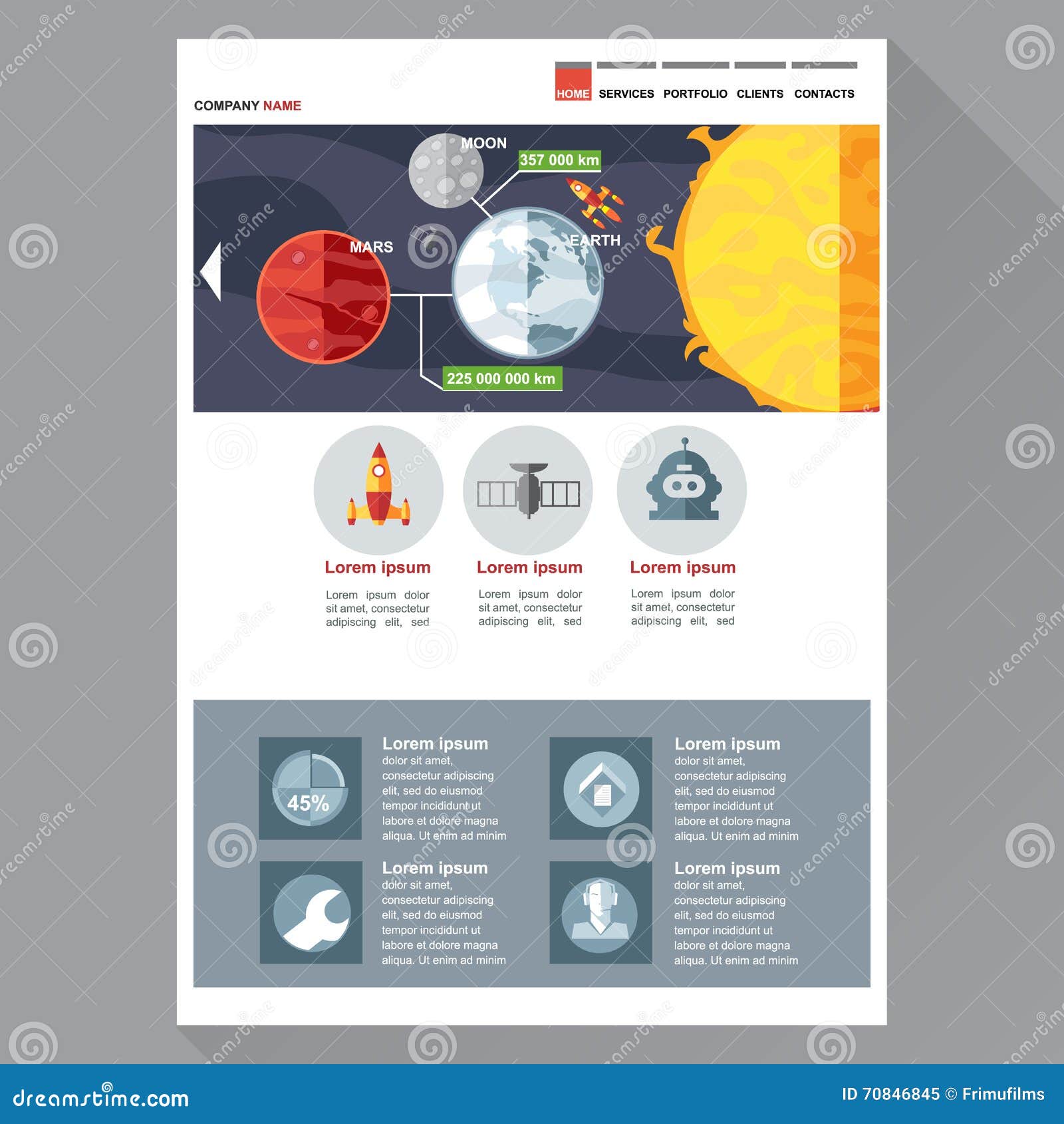 Space and Cosmic Exploration Company Web Site Theme Stock Vector ...