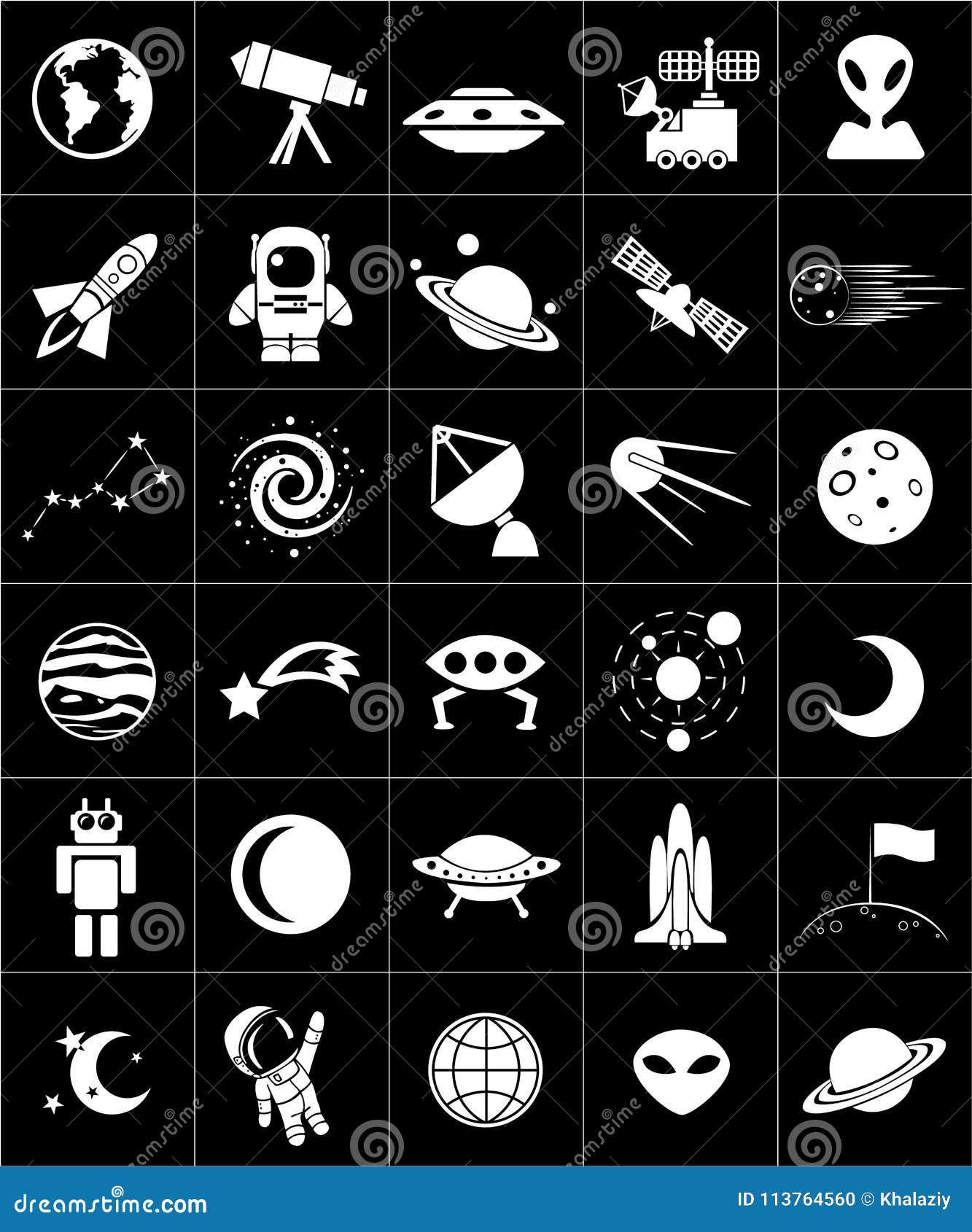 Space cosmic vector icons stock vector. Illustration of spaceship ...