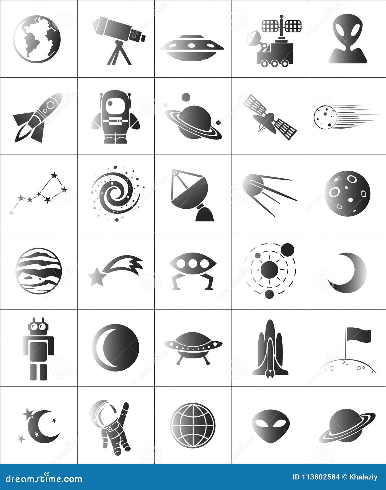 Space cosmic vector icons stock vector. Illustration of science - 113802584