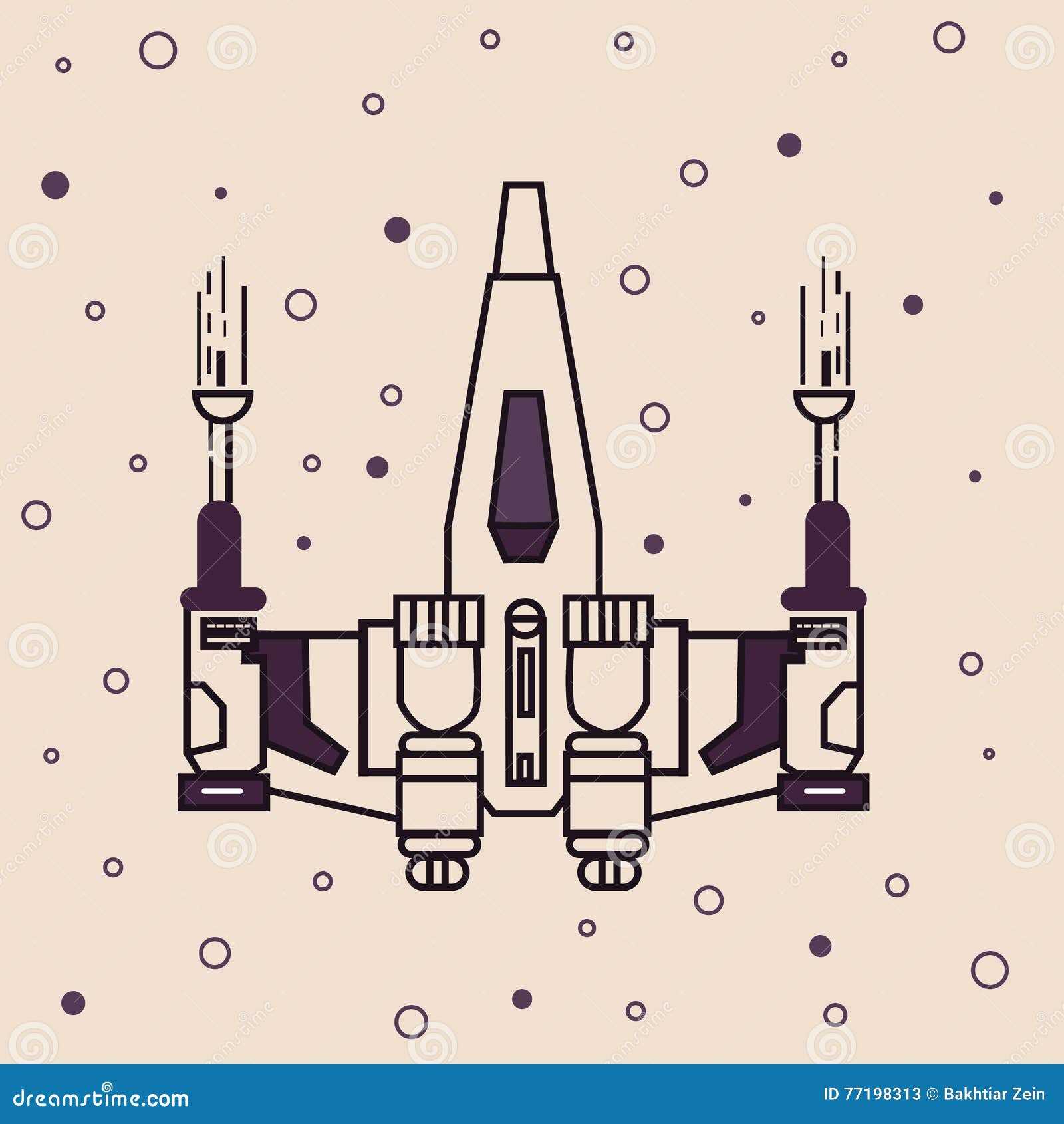 Space Craft Fighter Jet Futuristic Icon Drawing Illustration Stock ...