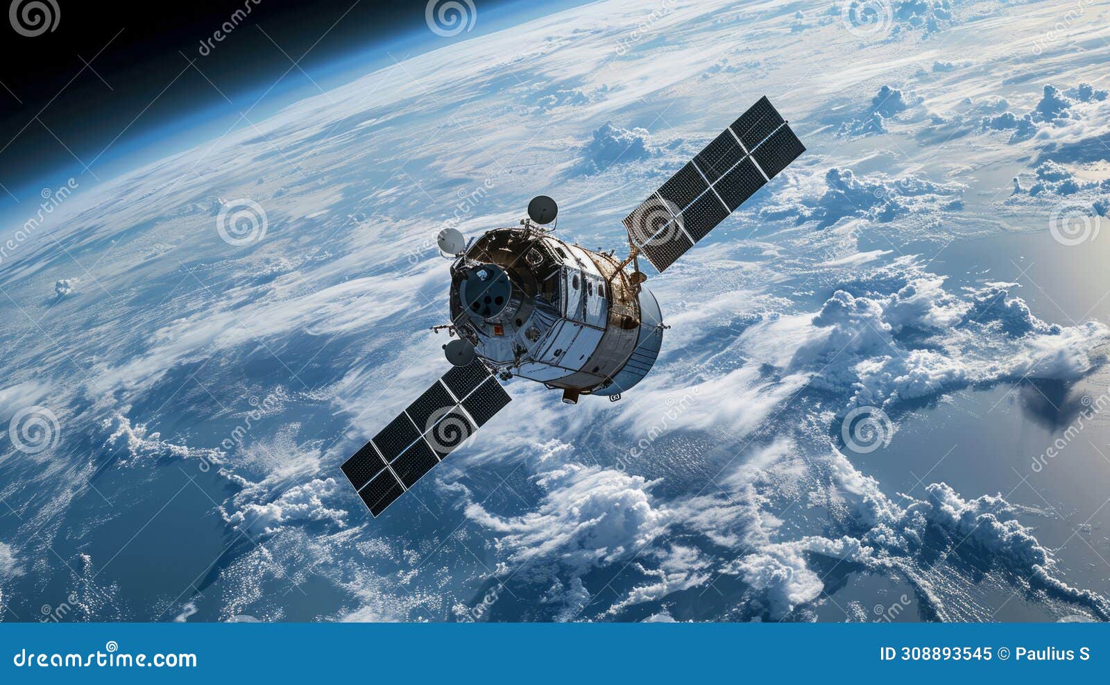 Space Craft Using Solar Panels Stock Illustration - Illustration of ...
