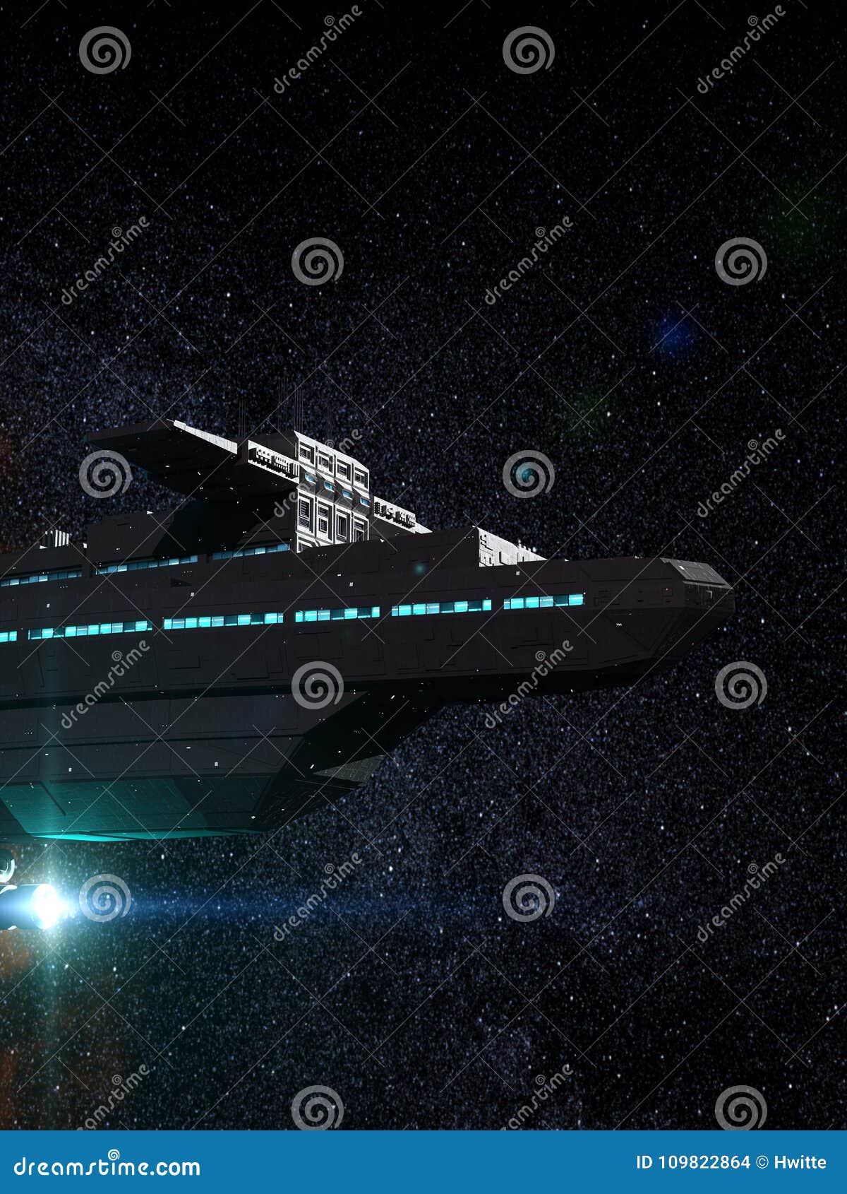 Space Cruiser in Outer Space3D-Rendering/Side View Stock Illustration ...