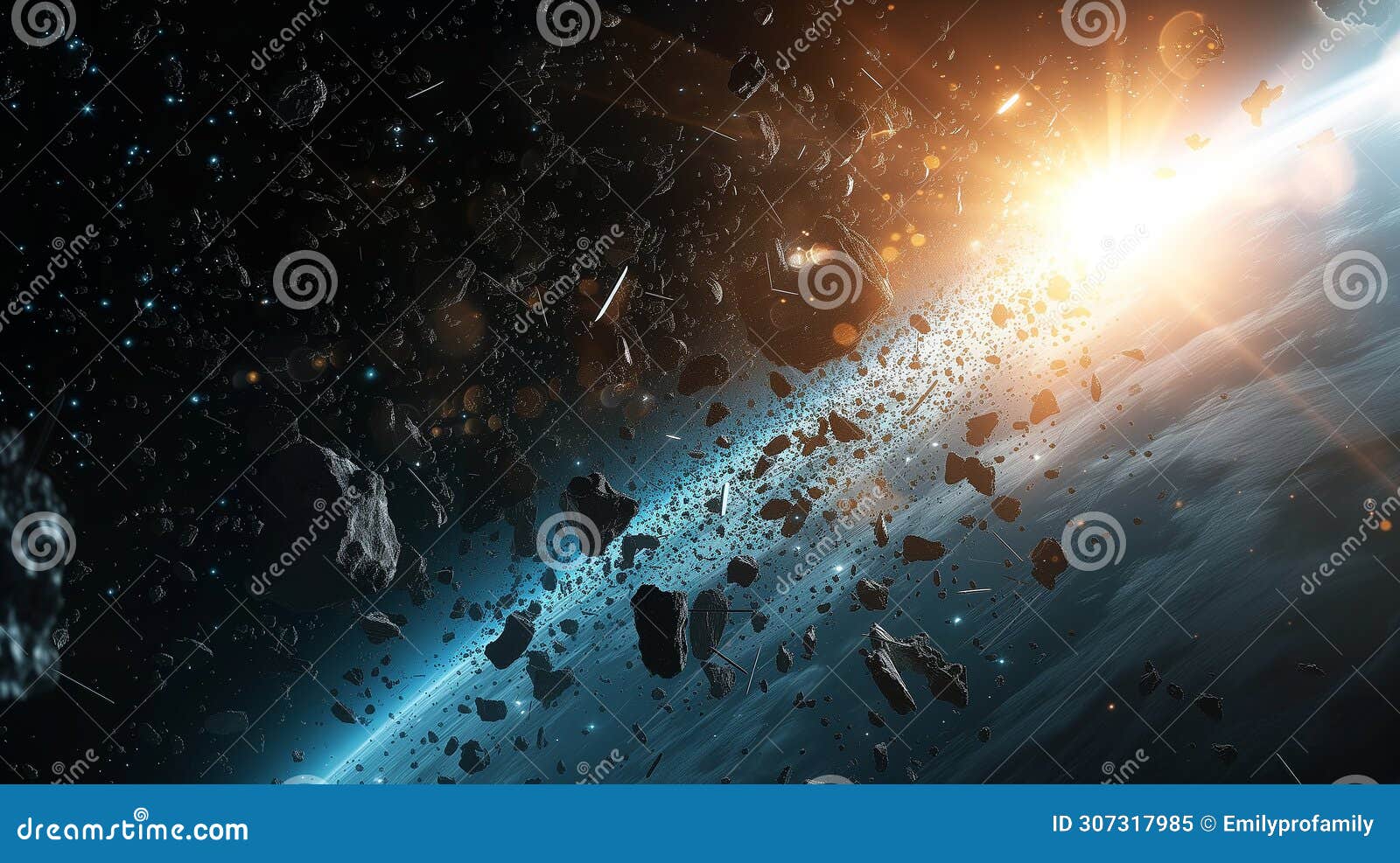 Space Debris Cloud Near Earth. Debris Field, Orbit, Space Pollution ...