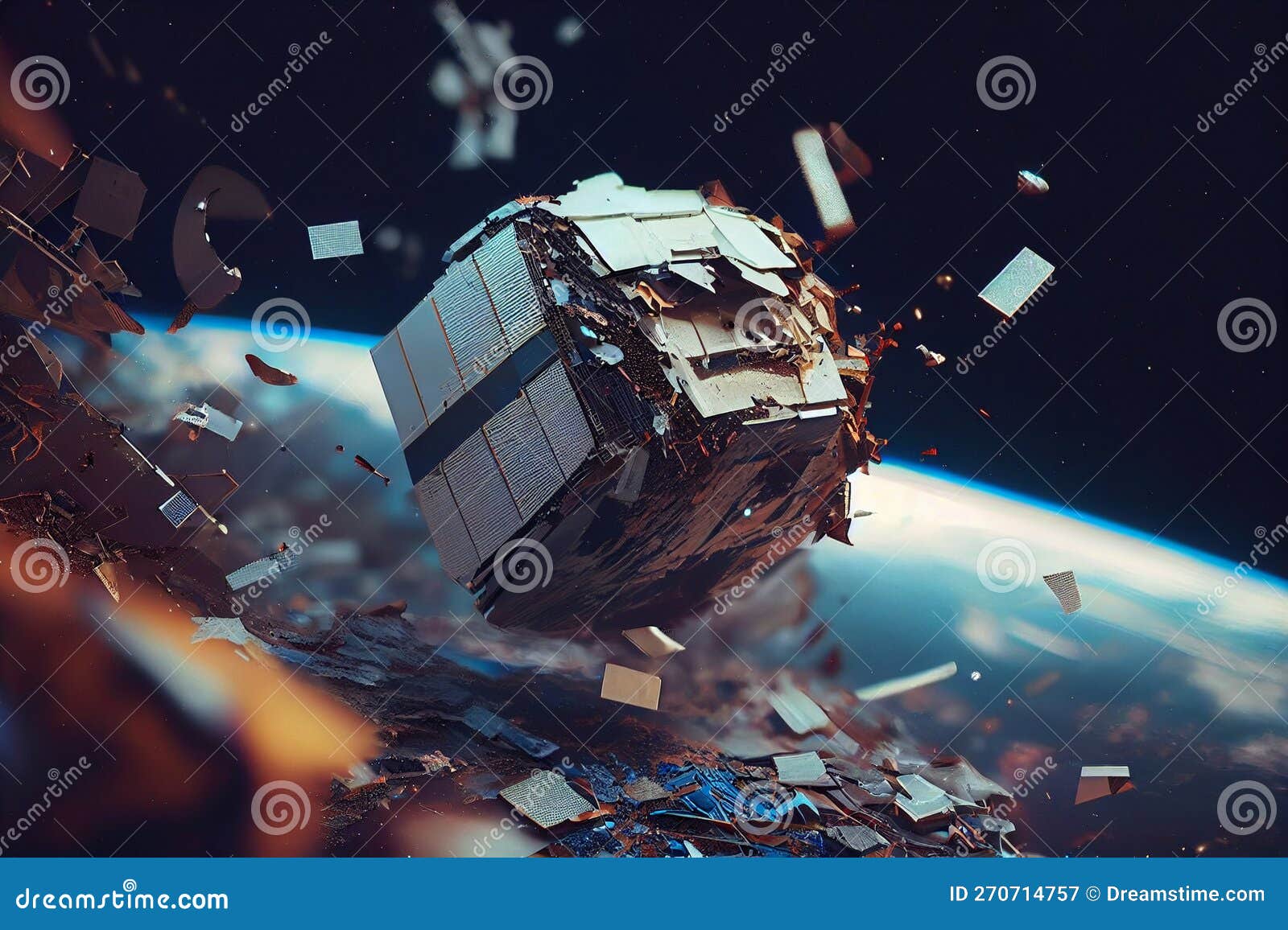 Space Debris Fragments of Communications.generative Ai Stock Image ...