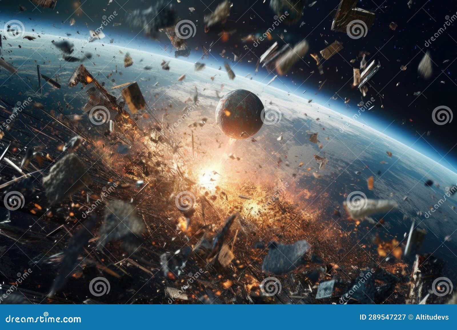 Space Debris Orbiting Earth, Creating a Visual Threat Stock Image ...
