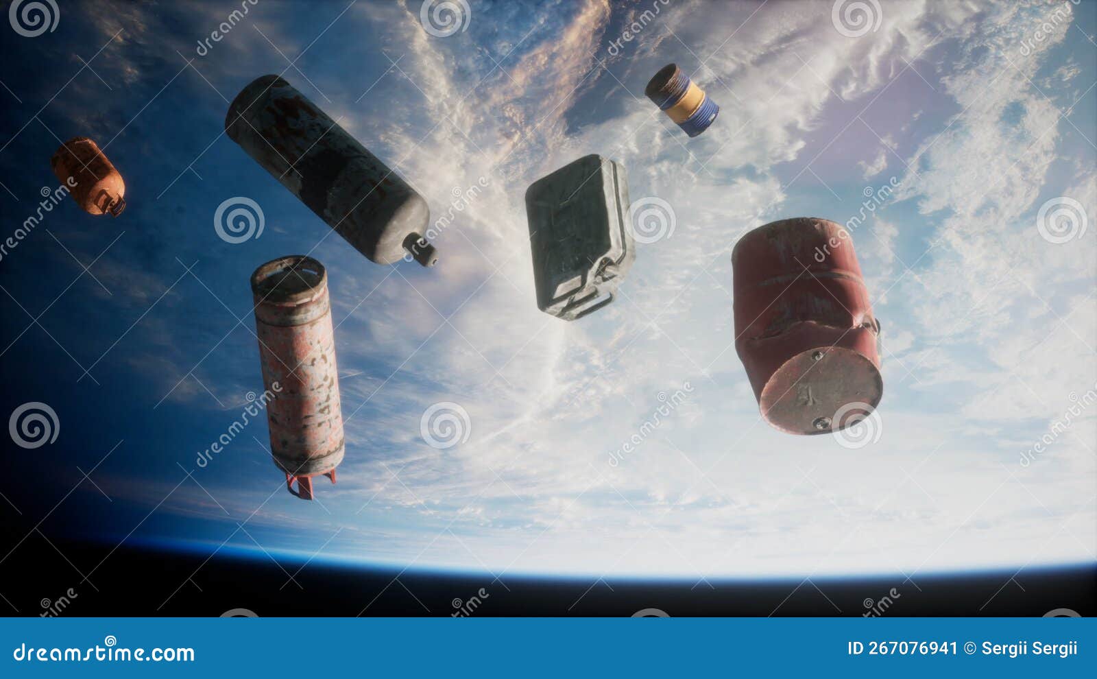 Space Debris Pollution of the Atmosphere of the Planet Stock Video ...