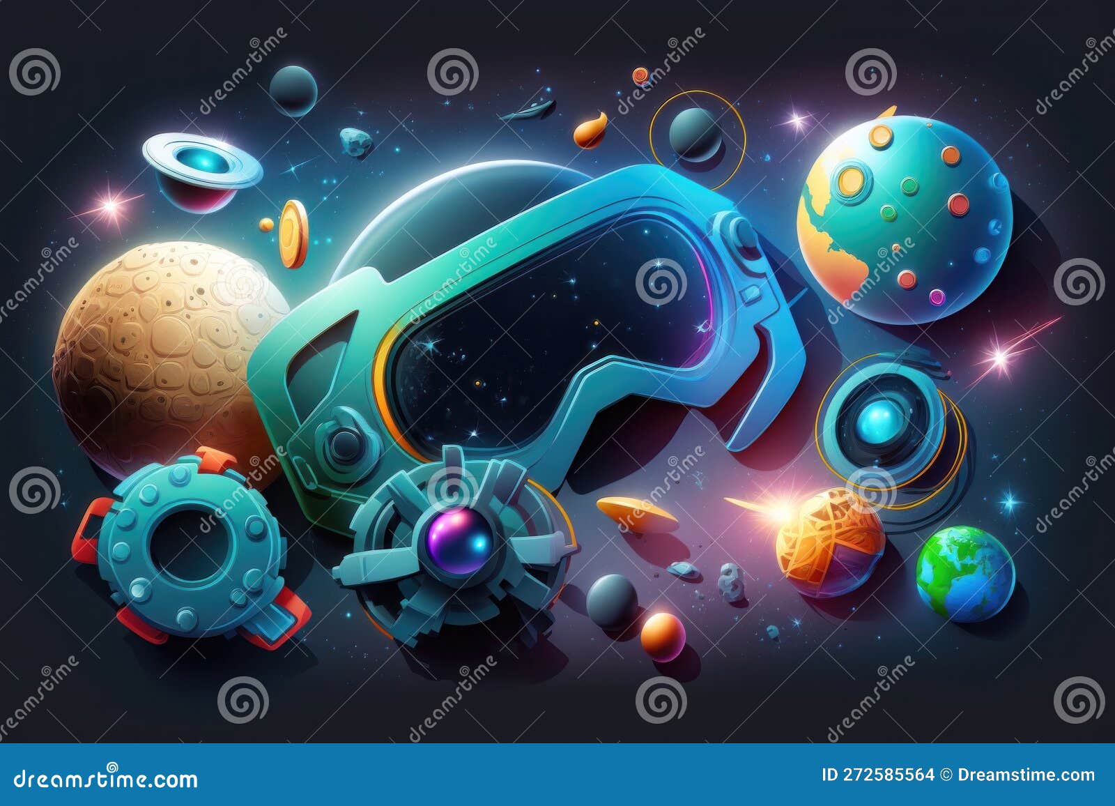 Space Design with Realistic 3d Planets and Space Asteroids and Comets ...