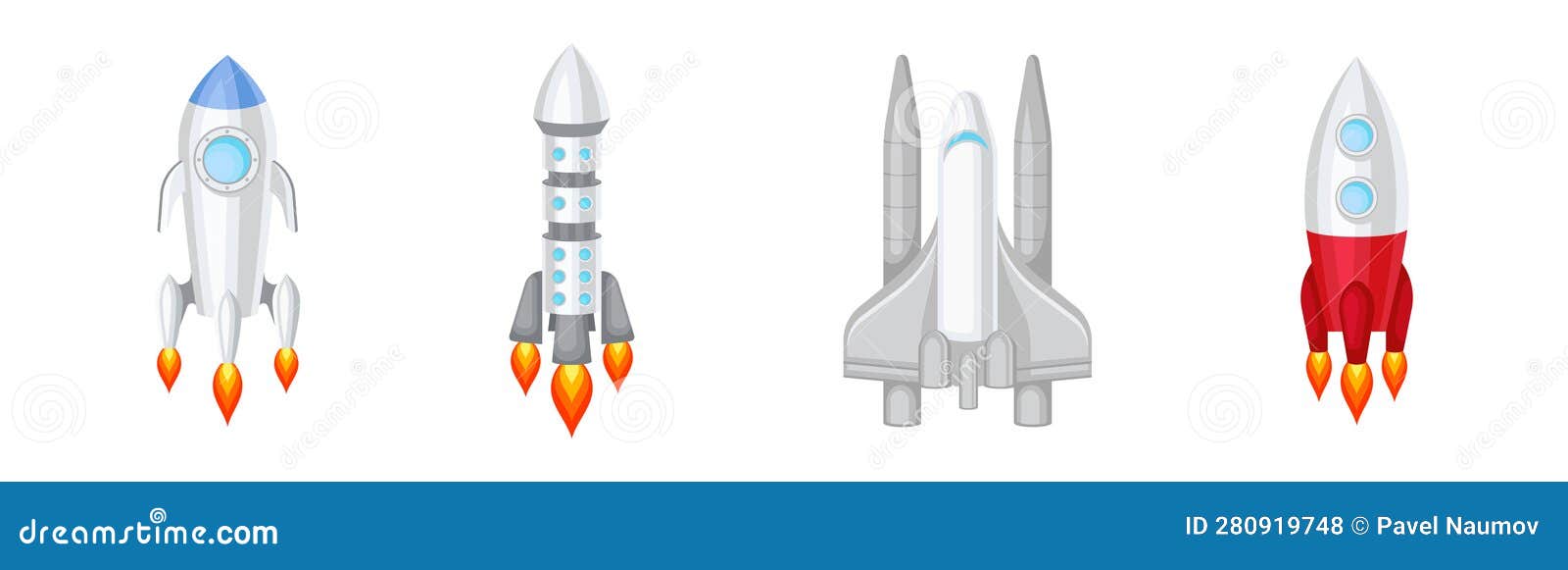 Space Discovery Object with Shuttle and Rocket for Universe Exploration ...