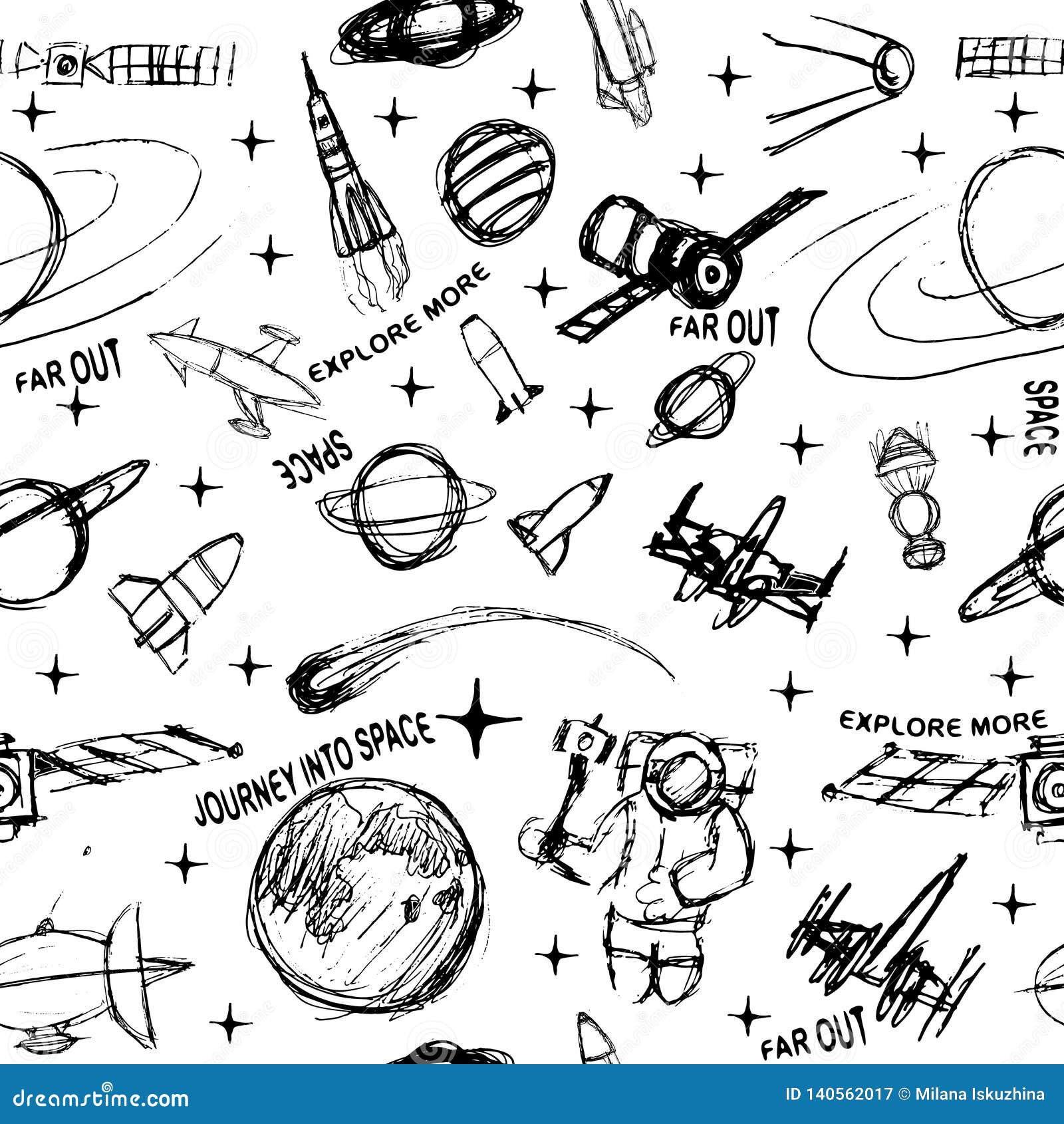 Space Doodle Illustration. Vector Illustration Stock Vector ...
