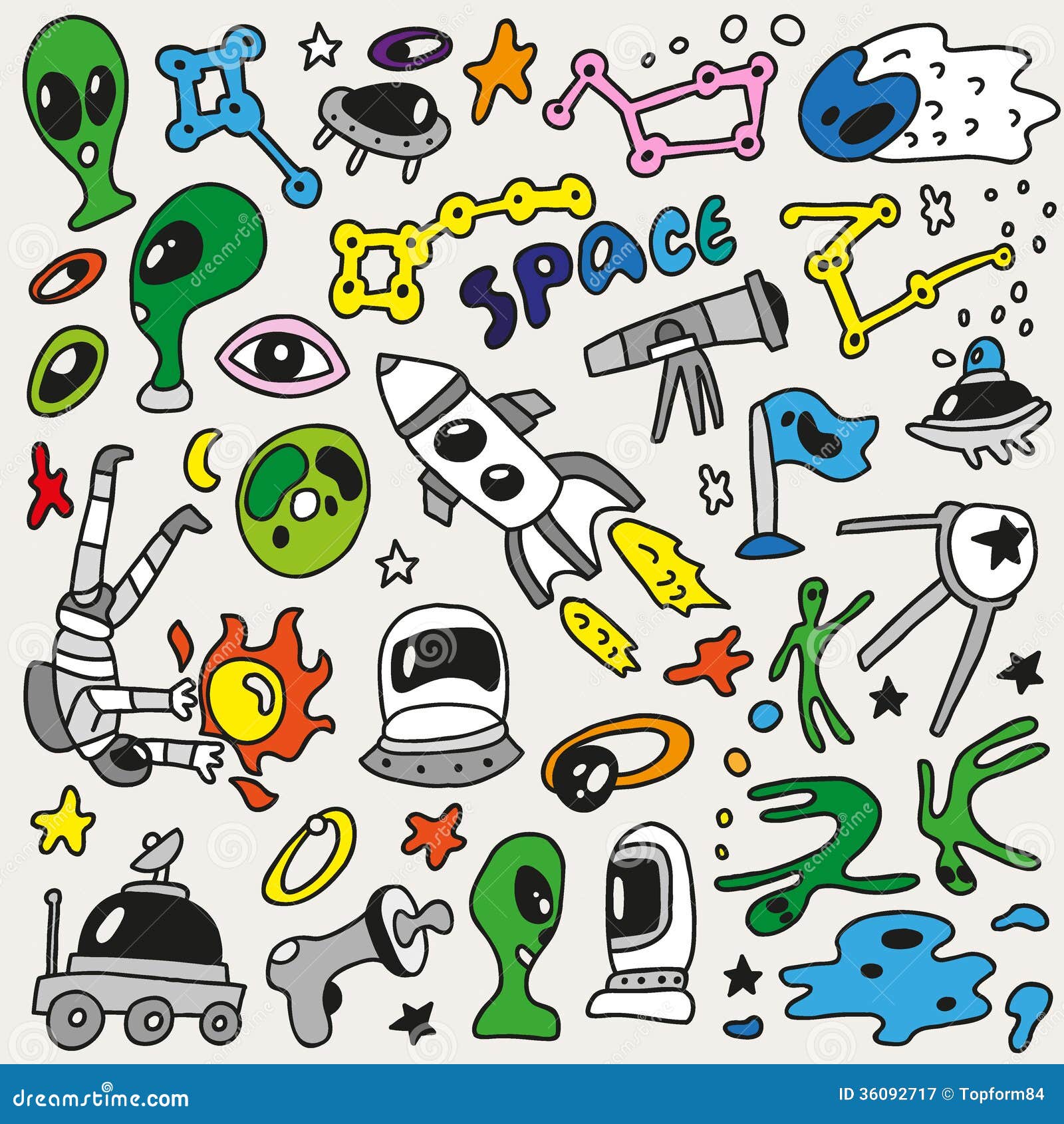 Space - doodles collection stock vector. Illustration of lunar - 36092717