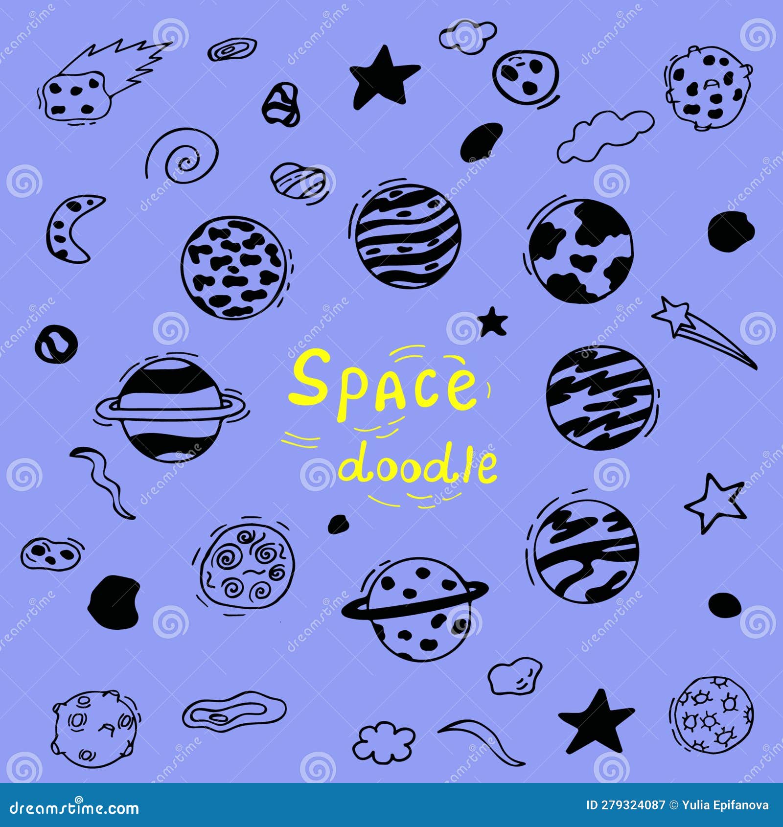 Space Doodles, Space, Planets In Space, Starry Background. Royalty-Free ...