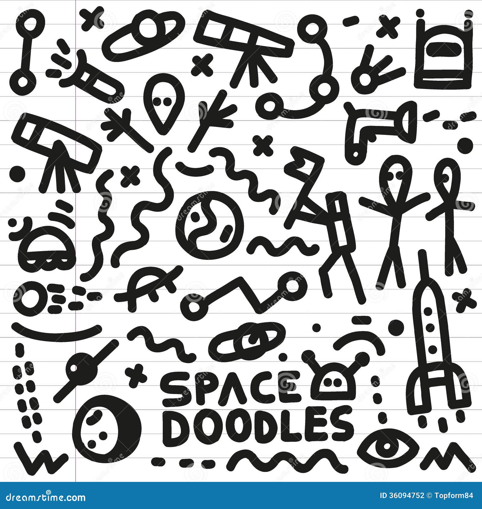 Space - doodles set stock vector. Illustration of star - 36094752