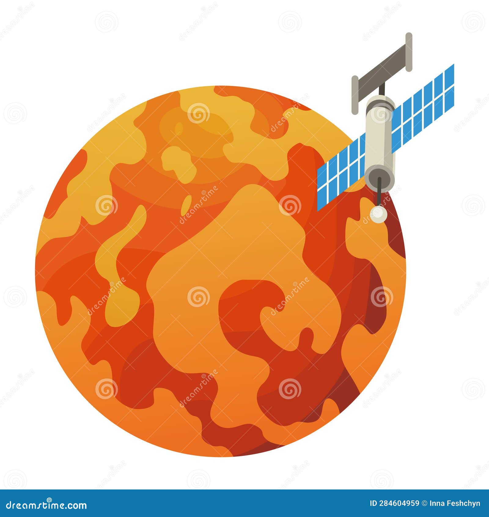 Space Element Isometric. Planet with Satelite, Space Exploration Image ...