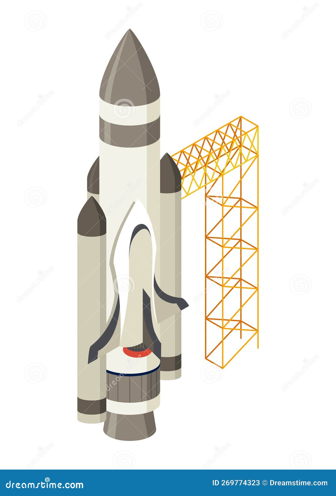 Isometric Spaceship Landing Module With Spaceman In Space Suit On Mars ...