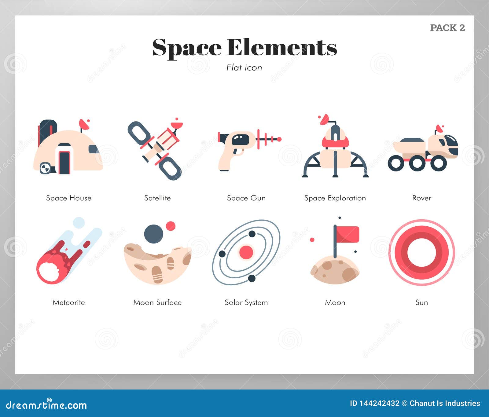 Space elements flat pack stock vector. Illustration of house - 144242432