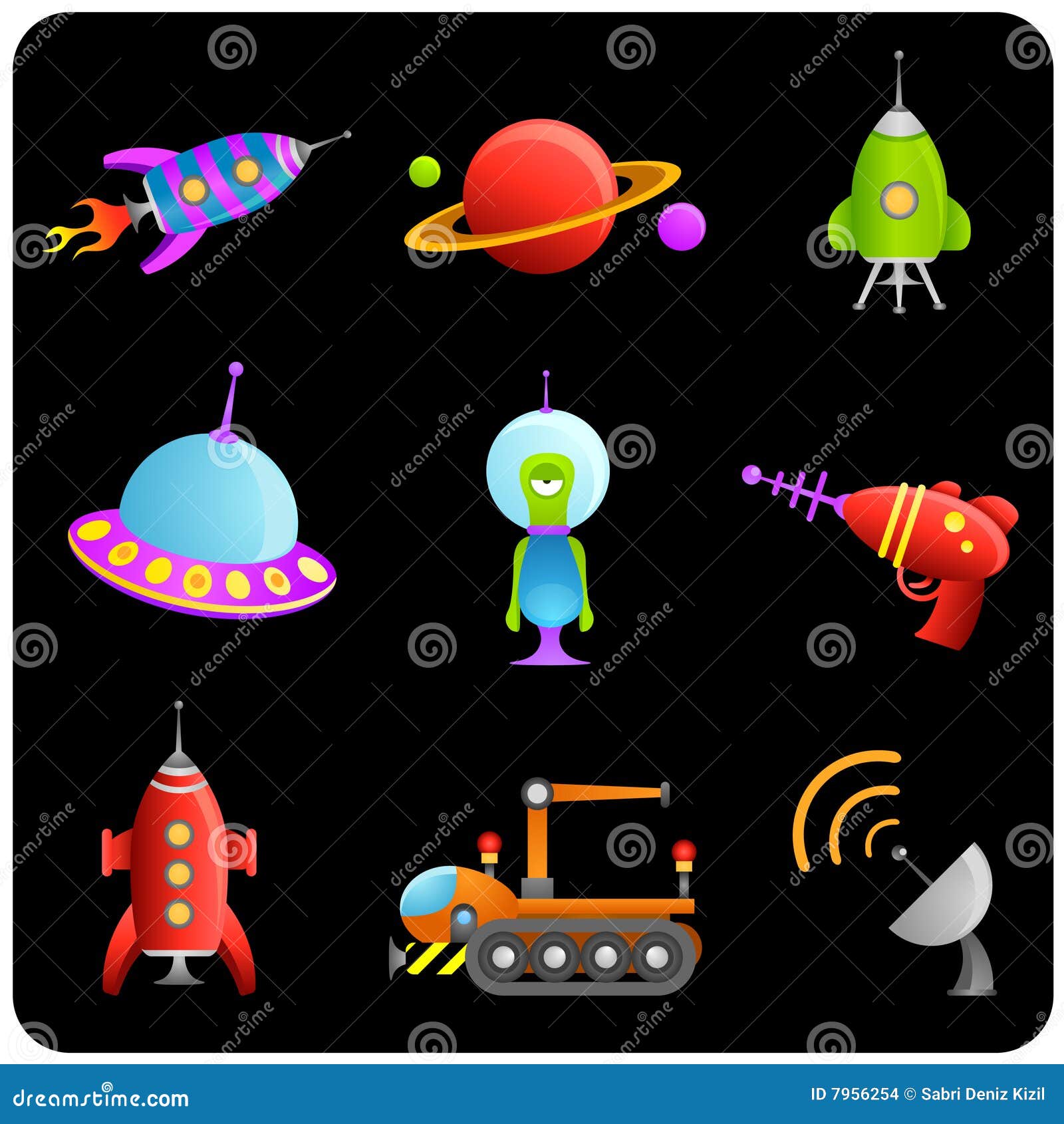 Space elements vector set stock vector. Illustration of monster - 7956254
