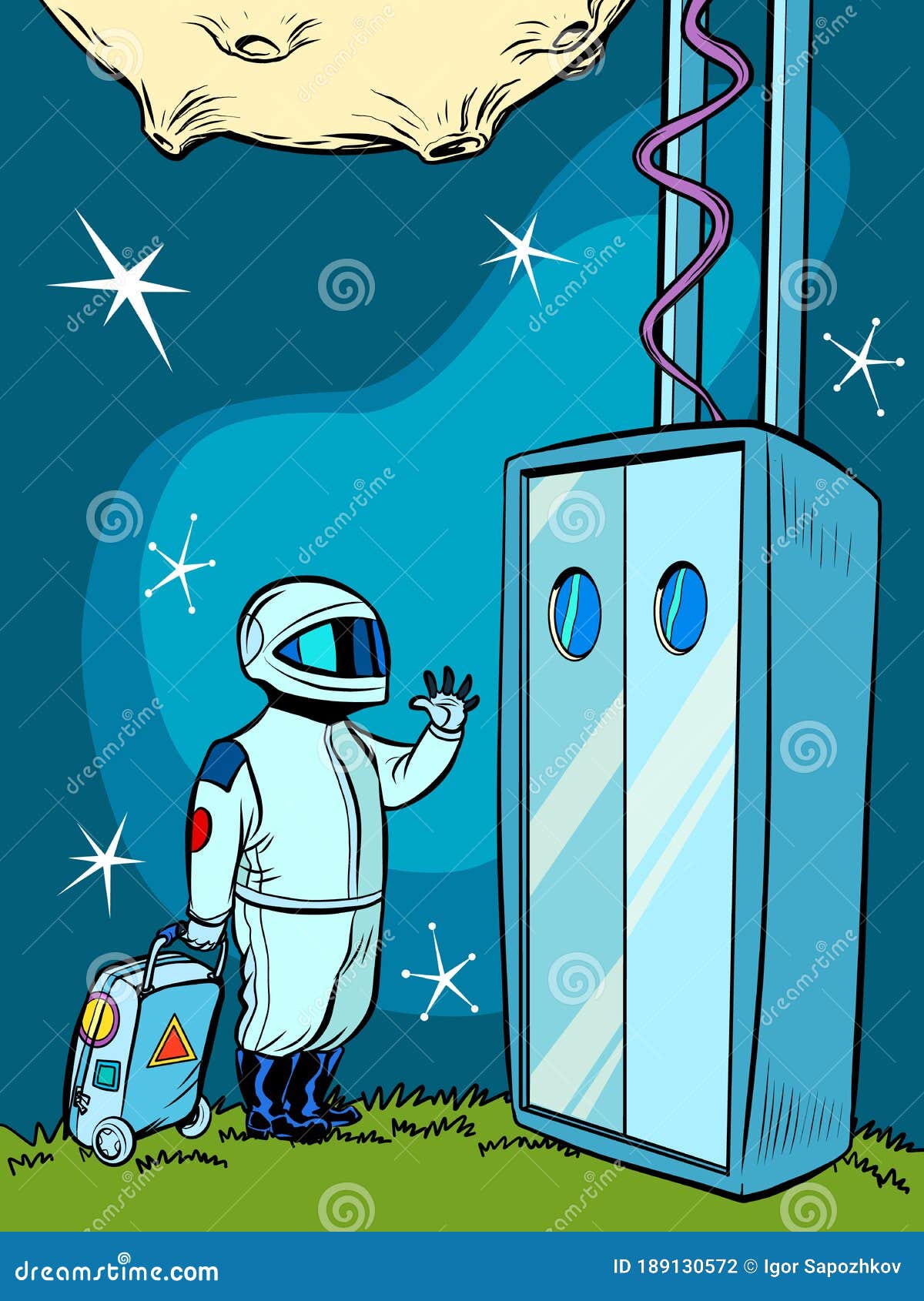 Space Elevator Vector Illustration. Transport And Sightseeing Using ...