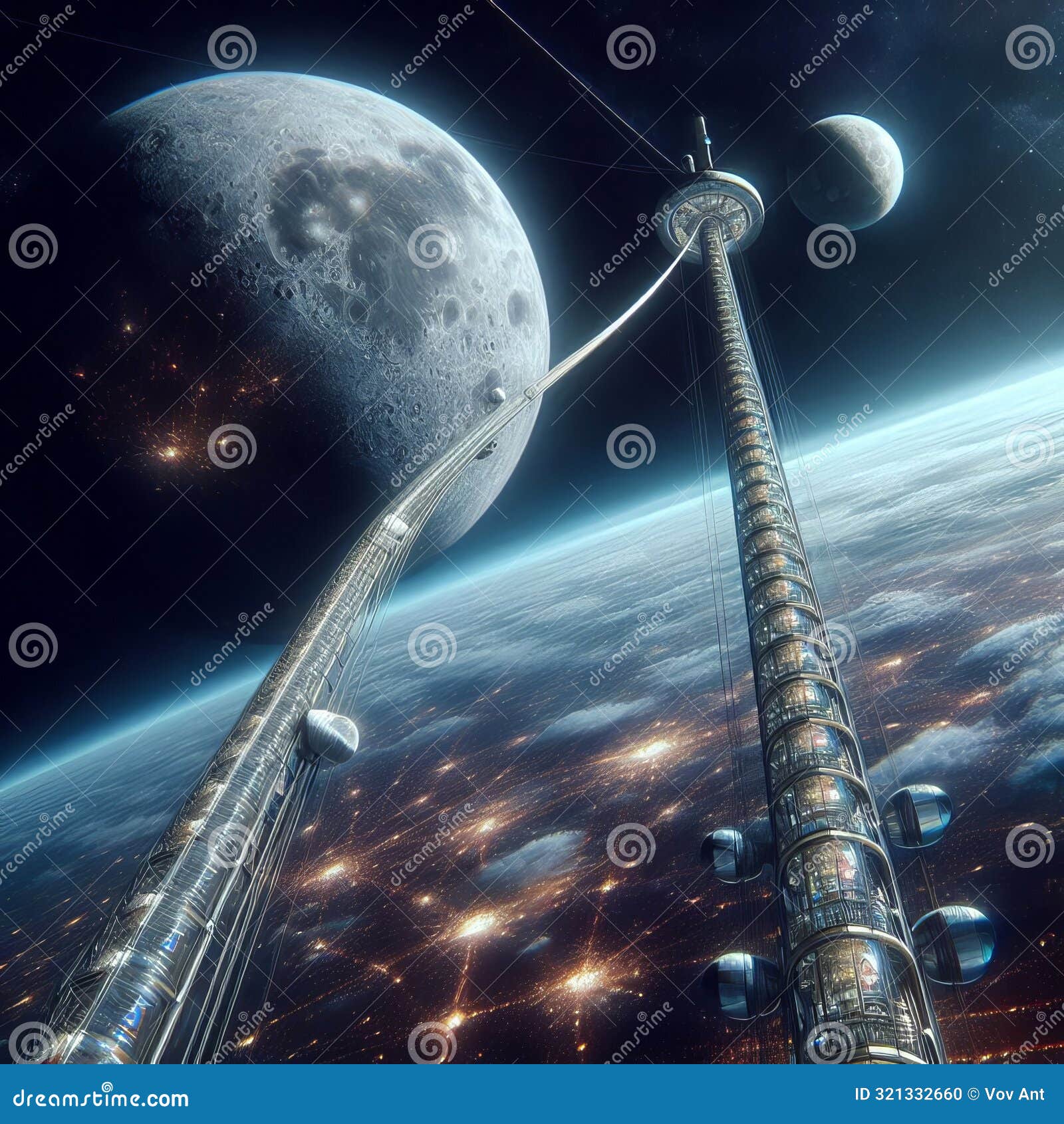 A Space Elevator Connecting a Moon To a Gas Giant, Providing am Stock ... A Space Elevator Connecting a Moon To a Gas Giant, Providing am Stock ...