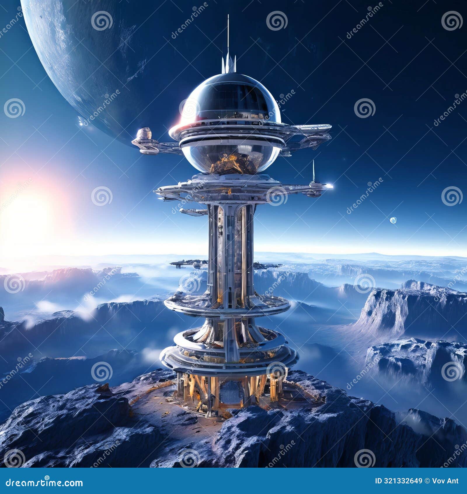 A Space Elevator Connecting a Moon To a Gas Giant Providing Ame Stock ... A Space Elevator Connecting a Moon To a Gas Giant Providing Ame Stock ...