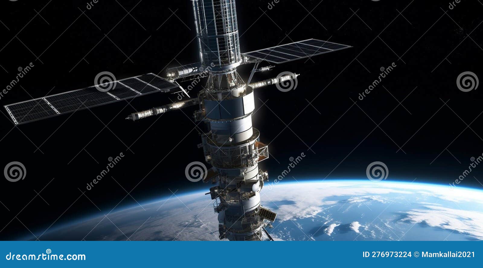 A Space Elevator Connecting a Planet To a Space Station or Satellite ...