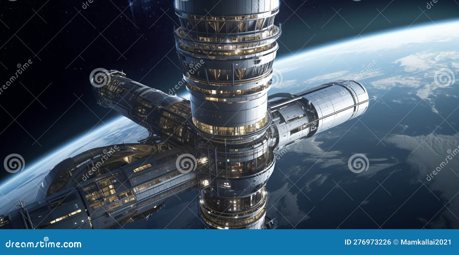 Space Elevator Vector Illustration. Transport And Sightseeing Using ...