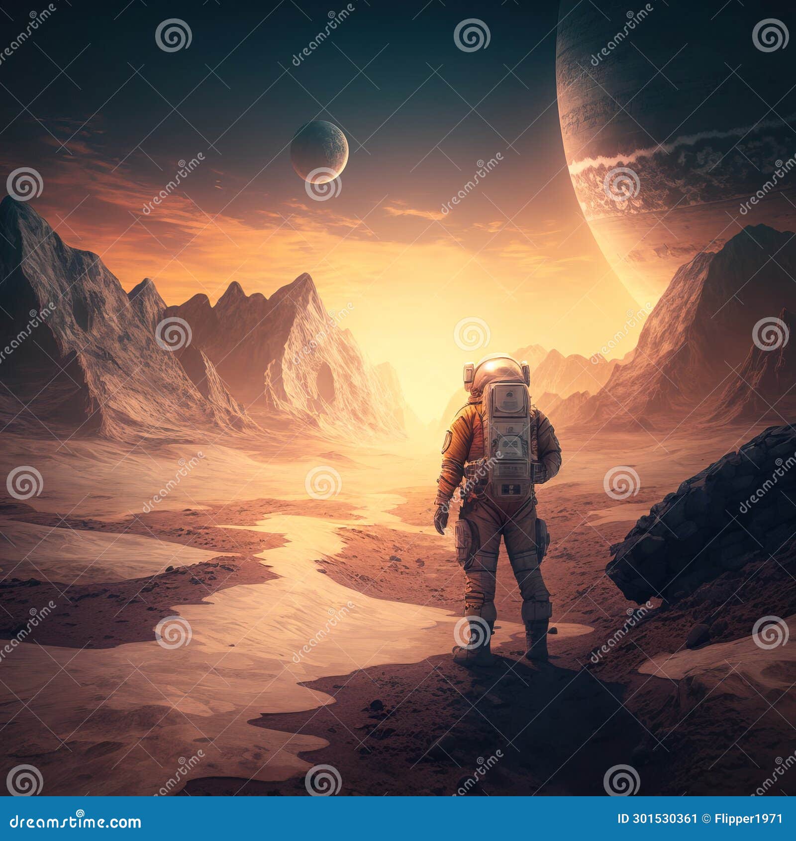 Distant Future Dystopia Neon-lit Town 3D Photorealistic Illustration ...