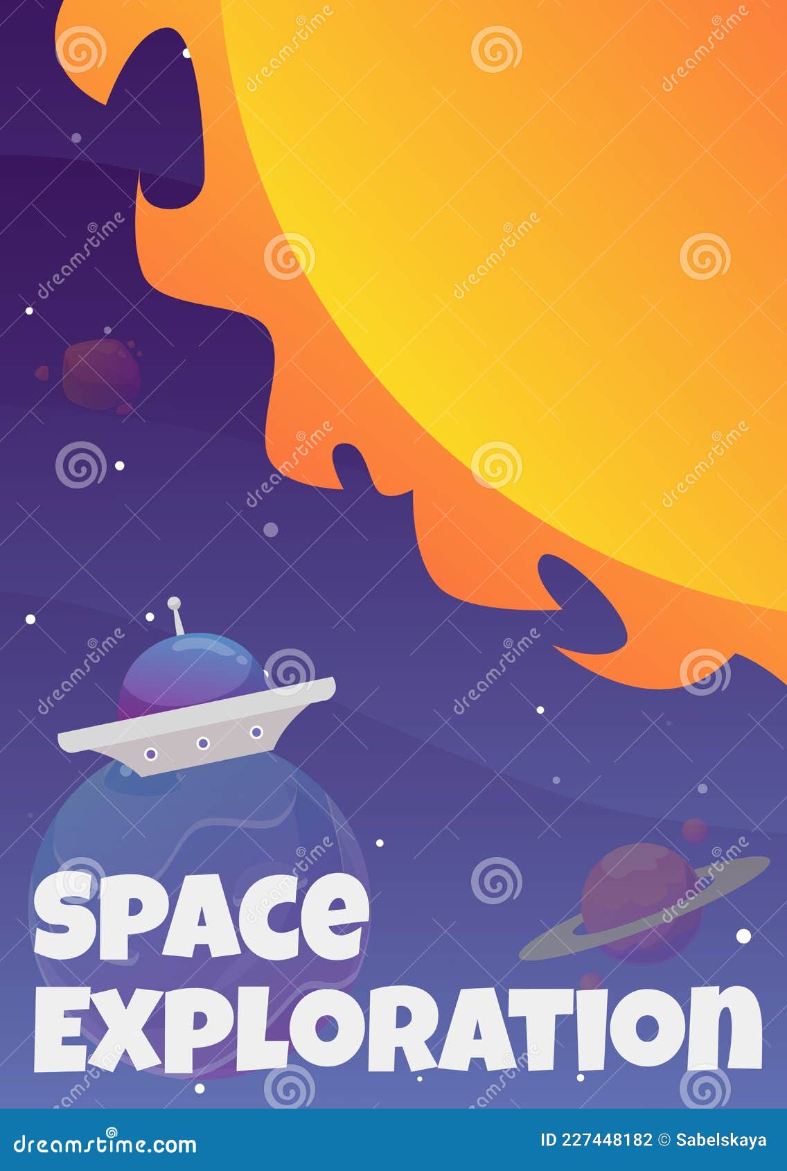 Space Exploration and Astronomy Banner or Poster, Flat Vector ...