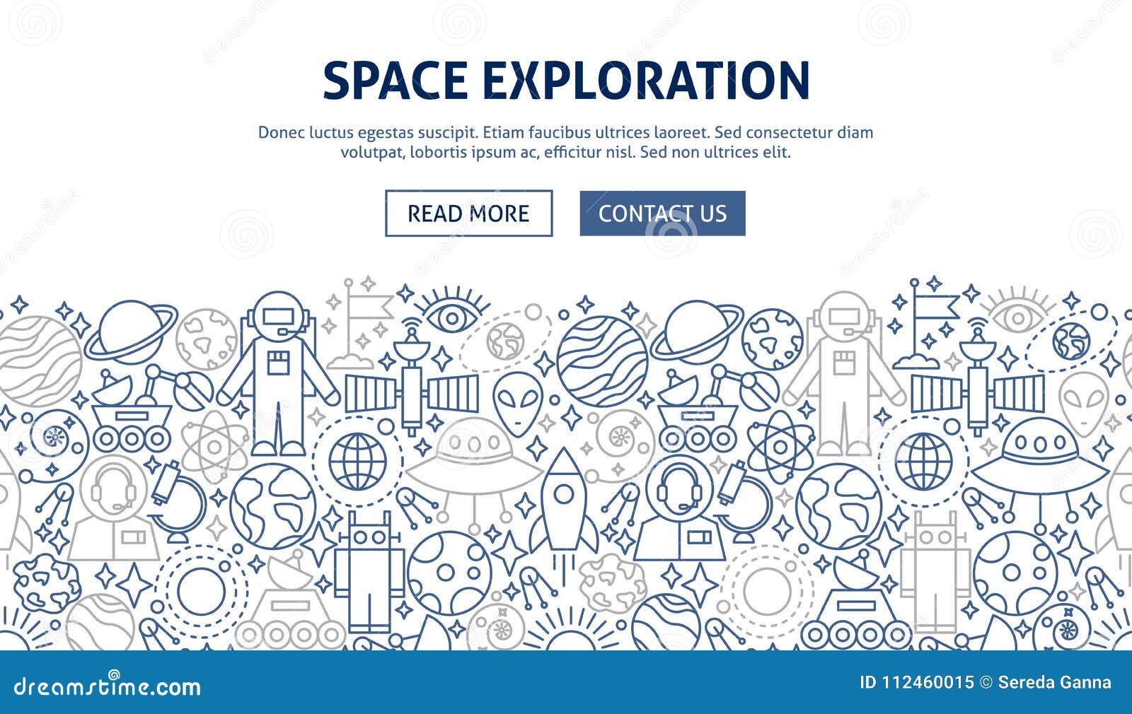 Space Exploration Banner Design Stock Vector - Illustration of ship ...