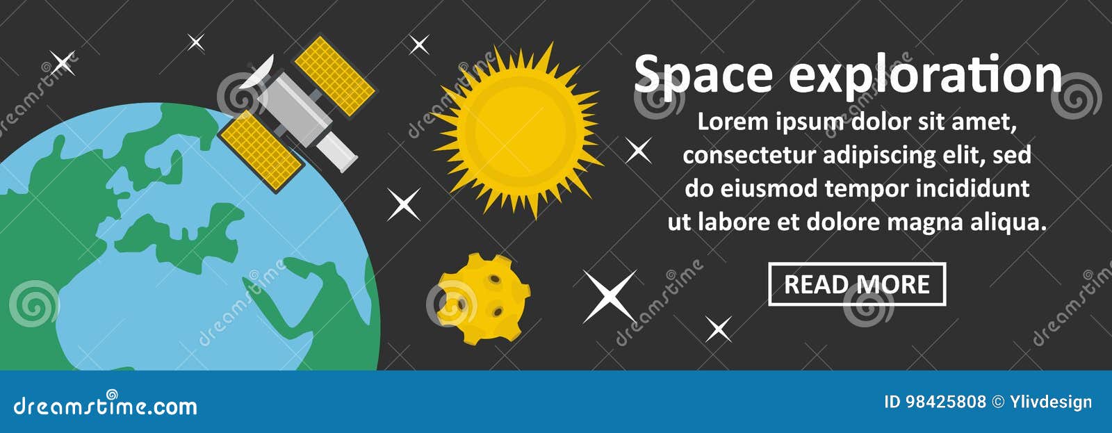 Space Exploration Banner Horizontal Concept Stock Vector - Illustration ...