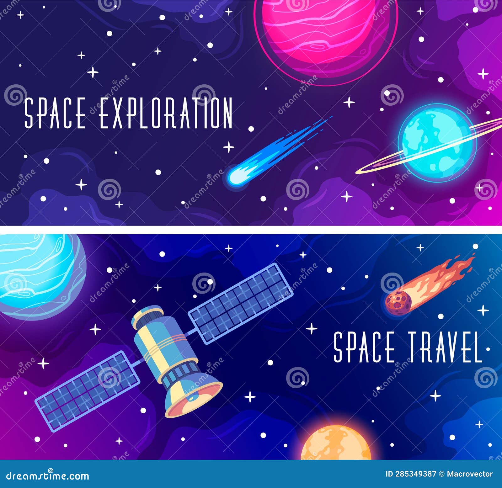 Space Exploration Banners Set Stock Vector - Illustration of collection, solar: 285349387