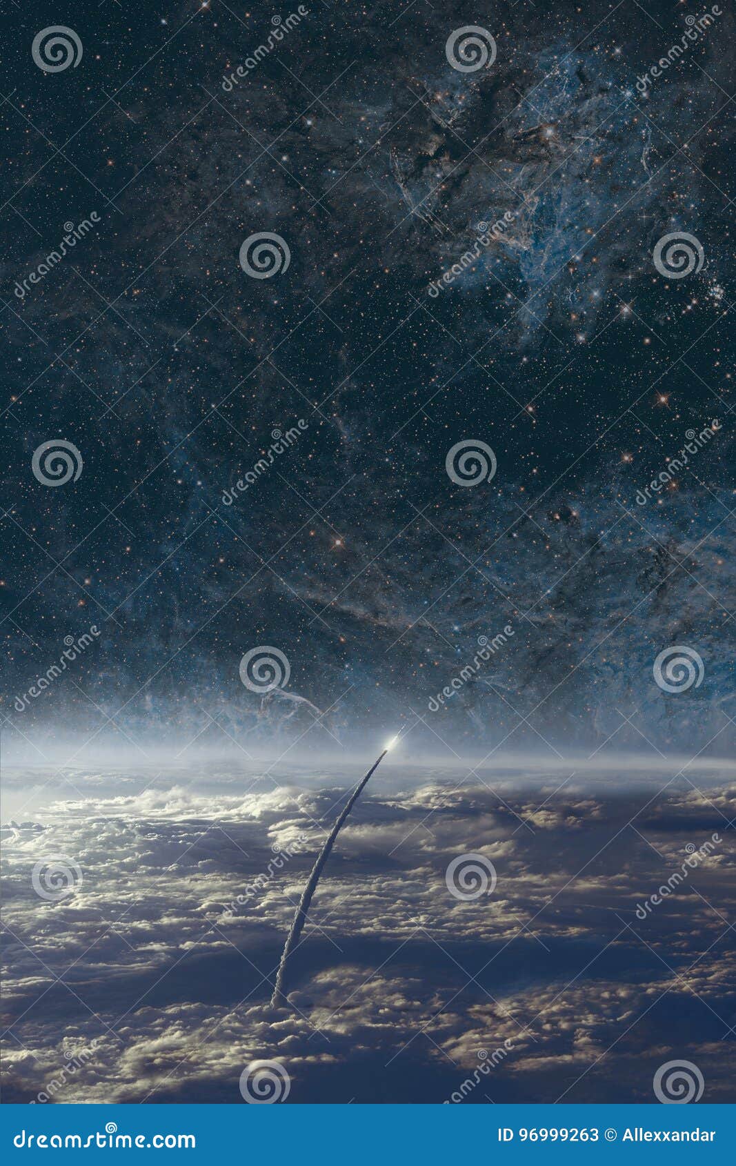 Space Exploration Earth And Night Sky Background Stock Image - Image of ...