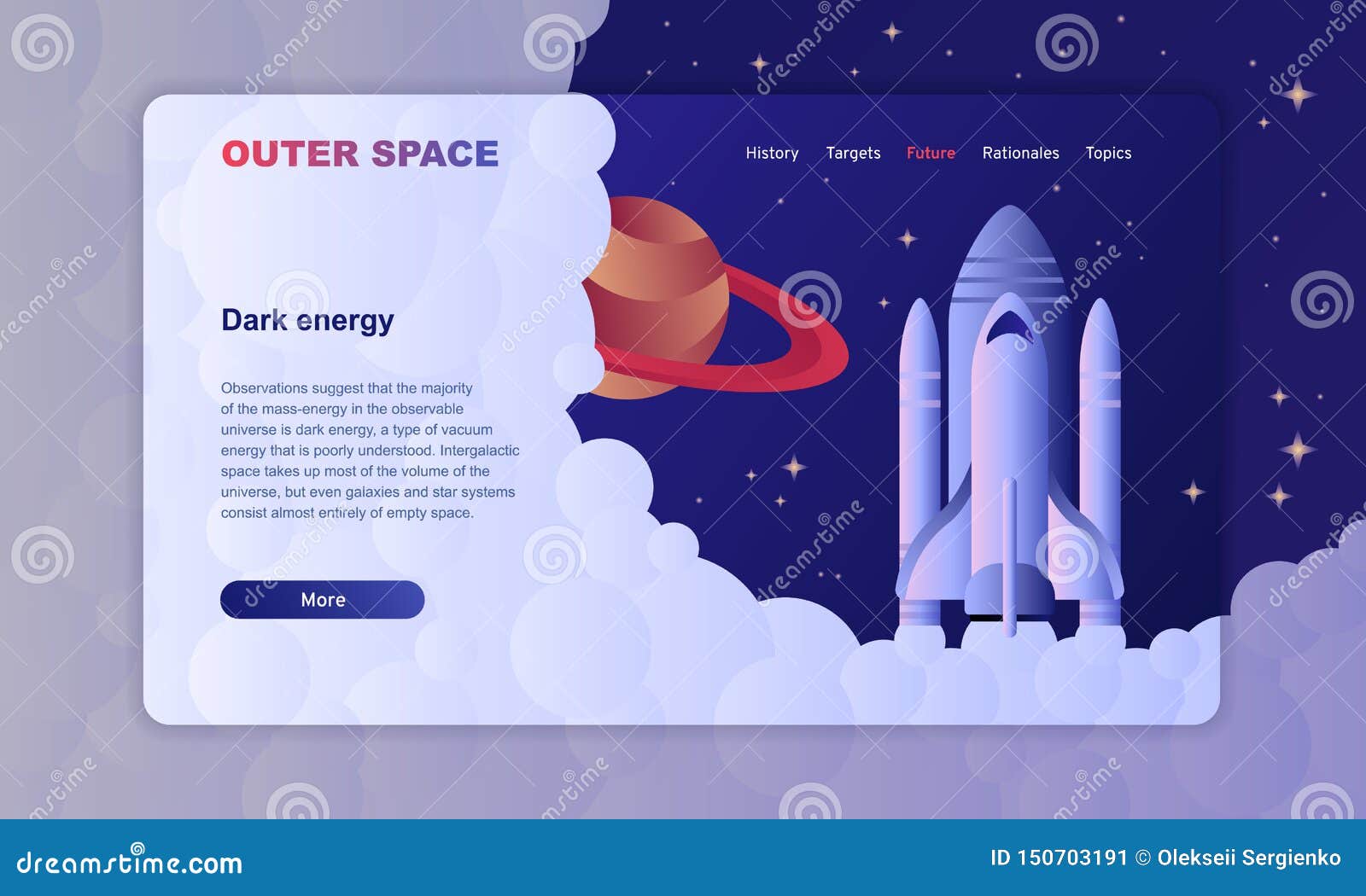 Space Exploration Hero Image Template with Rockets Stock Vector ...