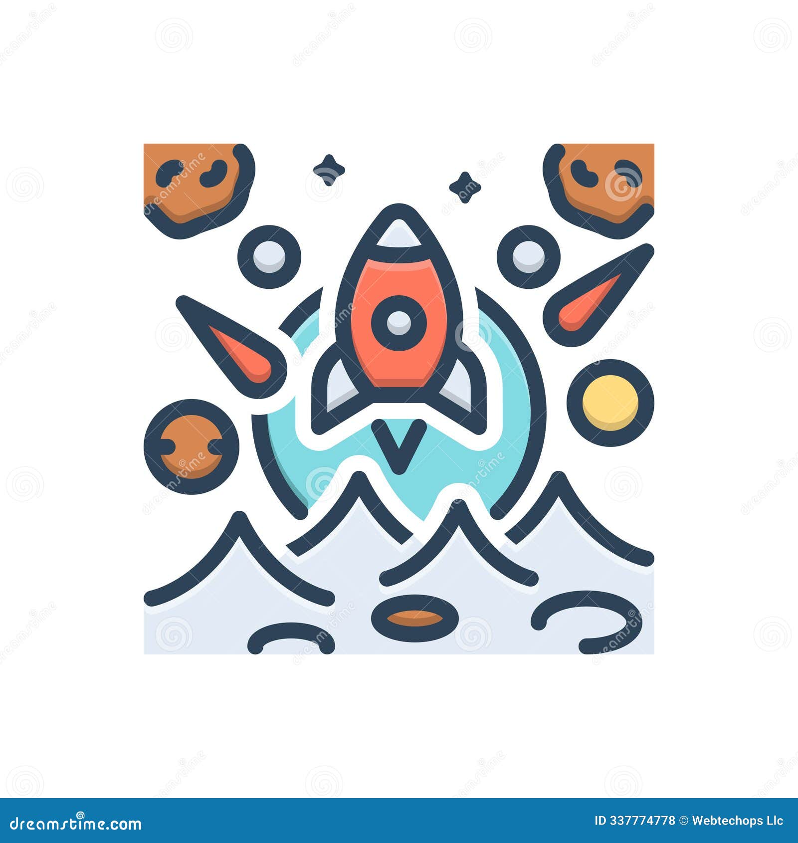 Color Illustration Icon for Space Exploration, Space and Surface Stock ...