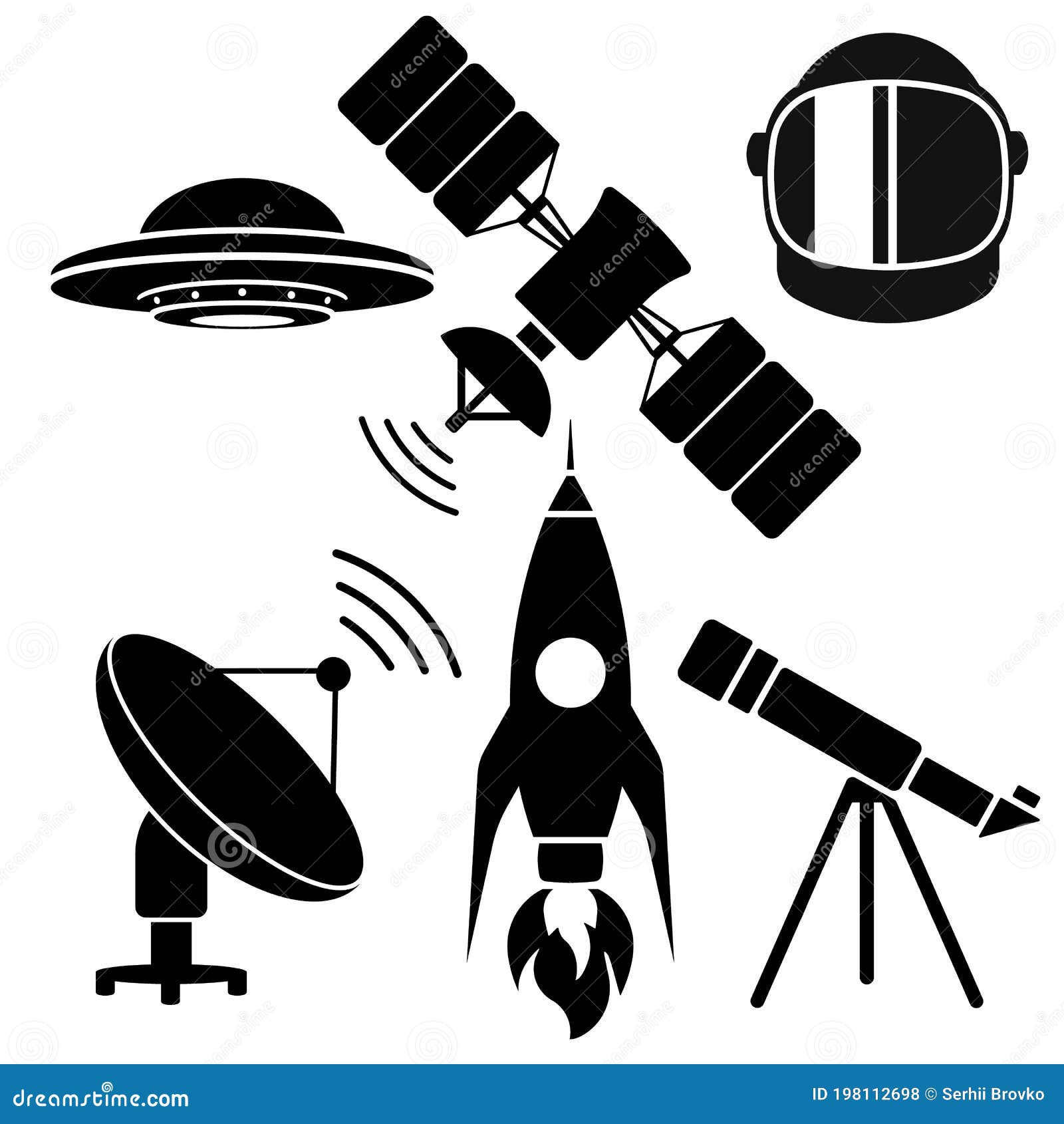 Space Exploration Icons Set Isolated on White Background. Vector ... Space Exploration Icons Set Isolated on White Background. Vector ...