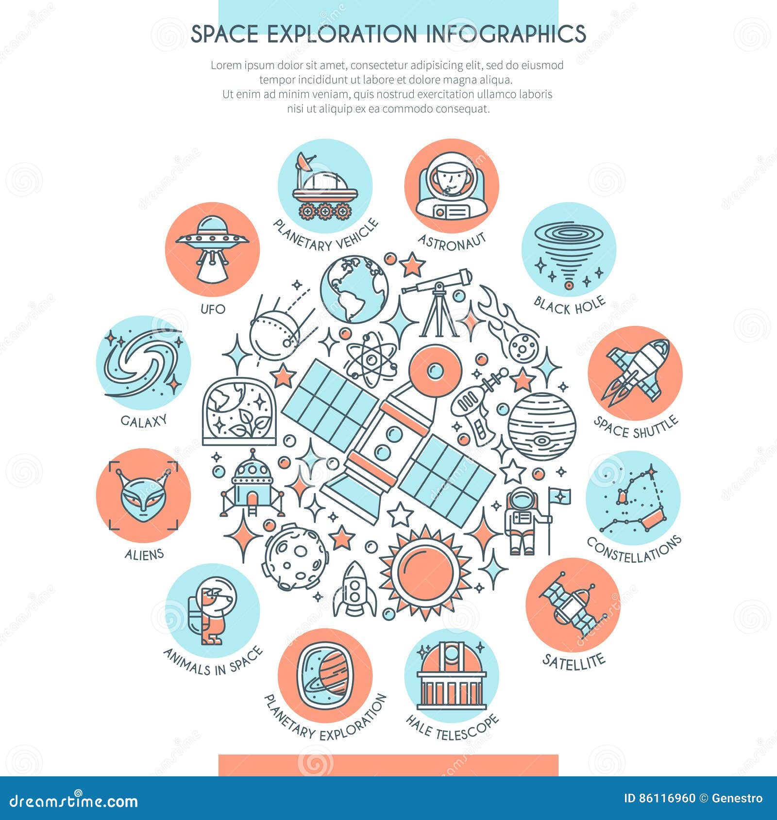 Space Exploration Infographics Stock Vector - Illustration of interface ...
