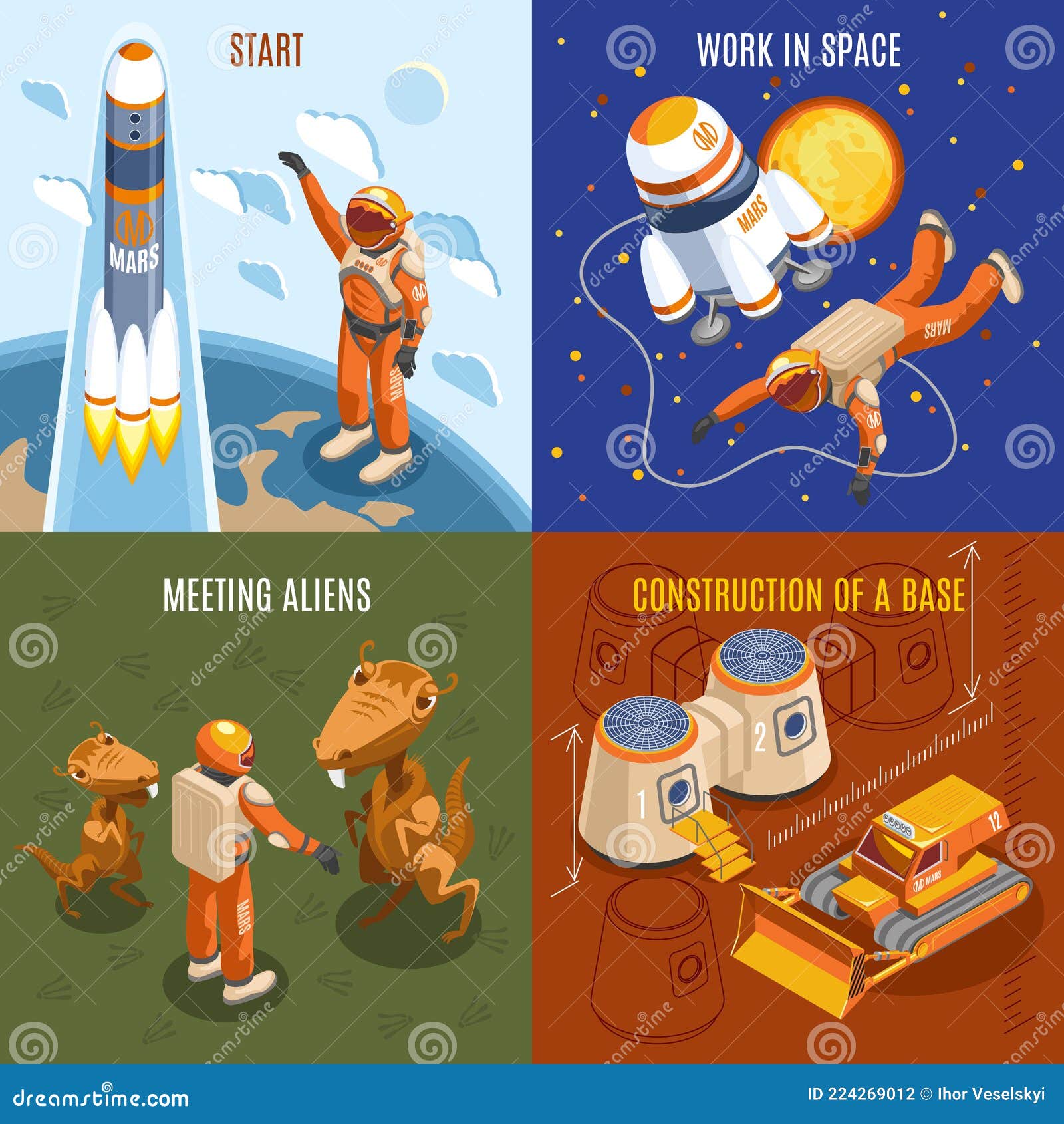 Space Exploration Isometric Design Concept Stock Vector - Illustration ...