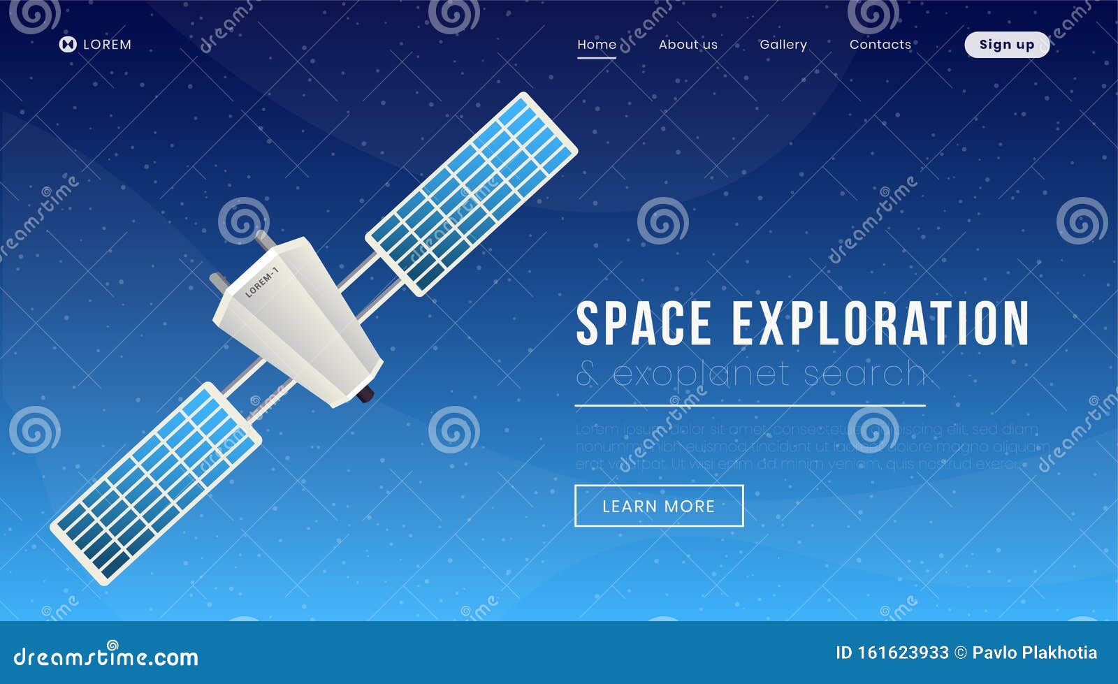 Space Exploration Landing Page Vector Template. Modern Science ...