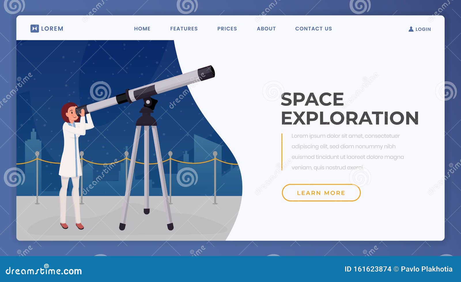Space Exploration Landing Page Vector Template. Observatory ...