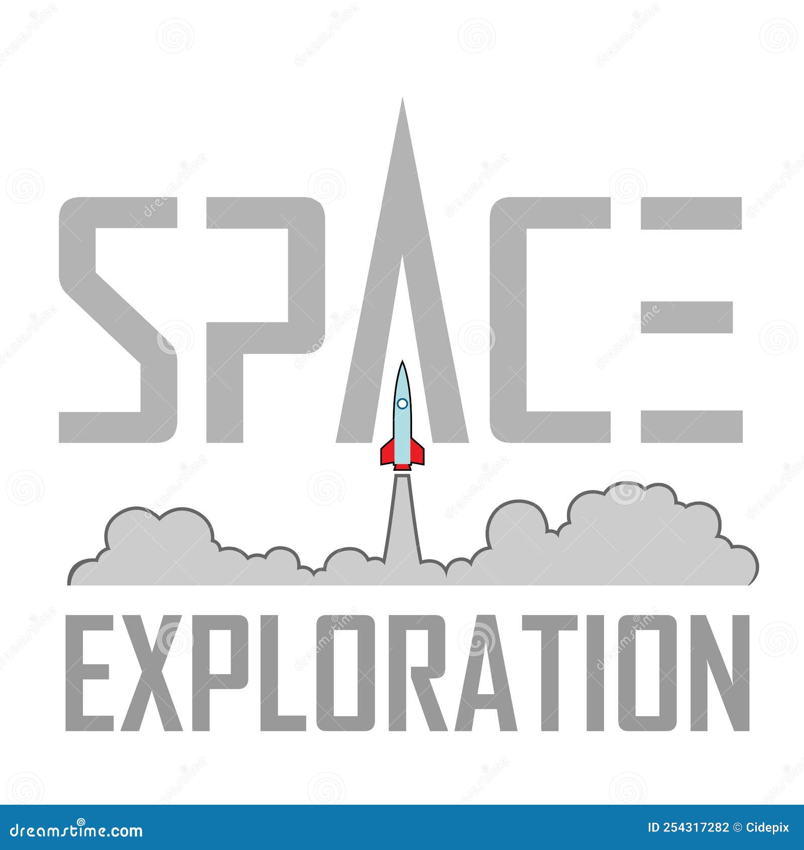 Space Exploration Logo with Cartoon Rocket Stock Vector - Illustration ...