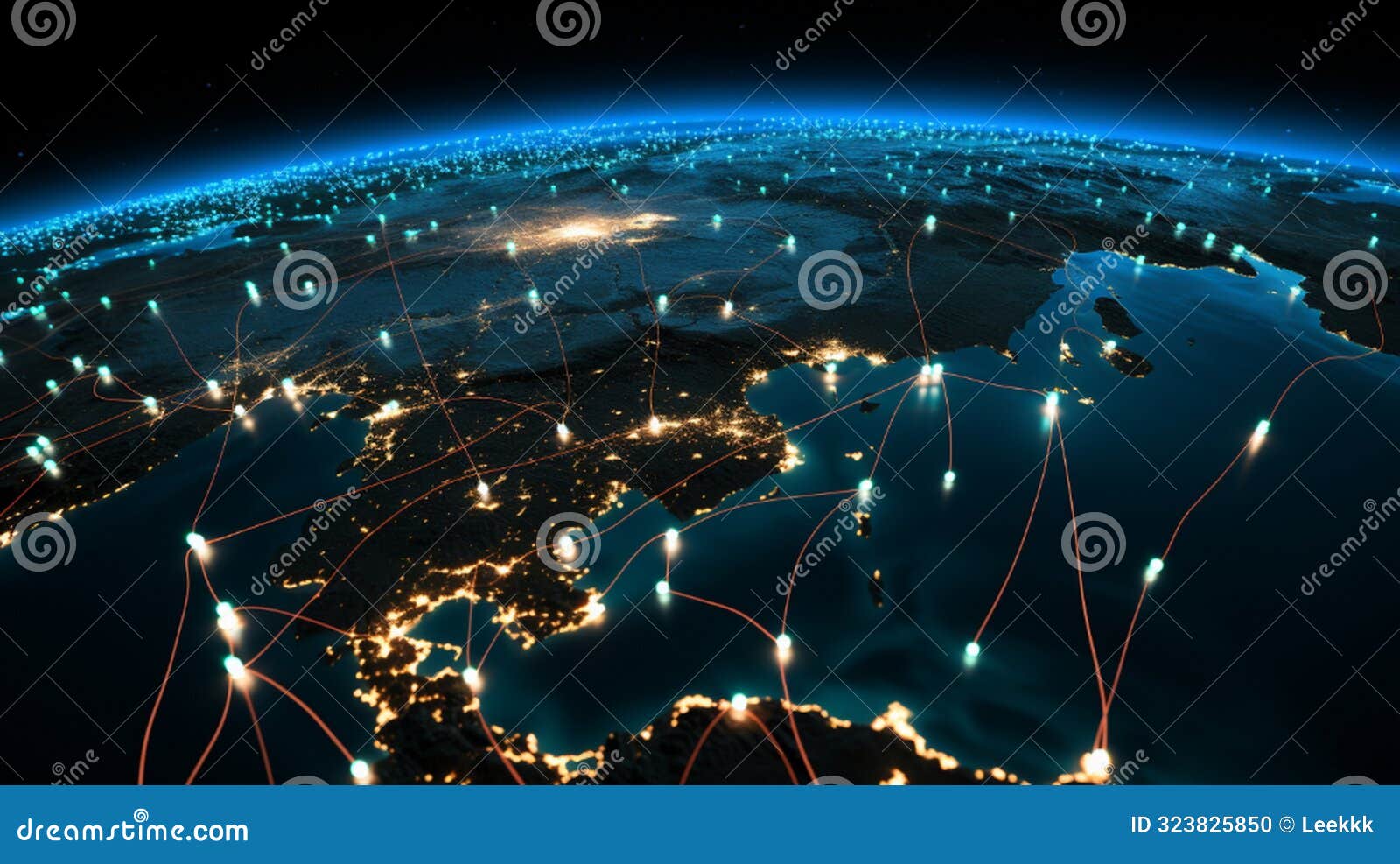 Space Exploration Map of Communication Satellite Signal Transmission ...