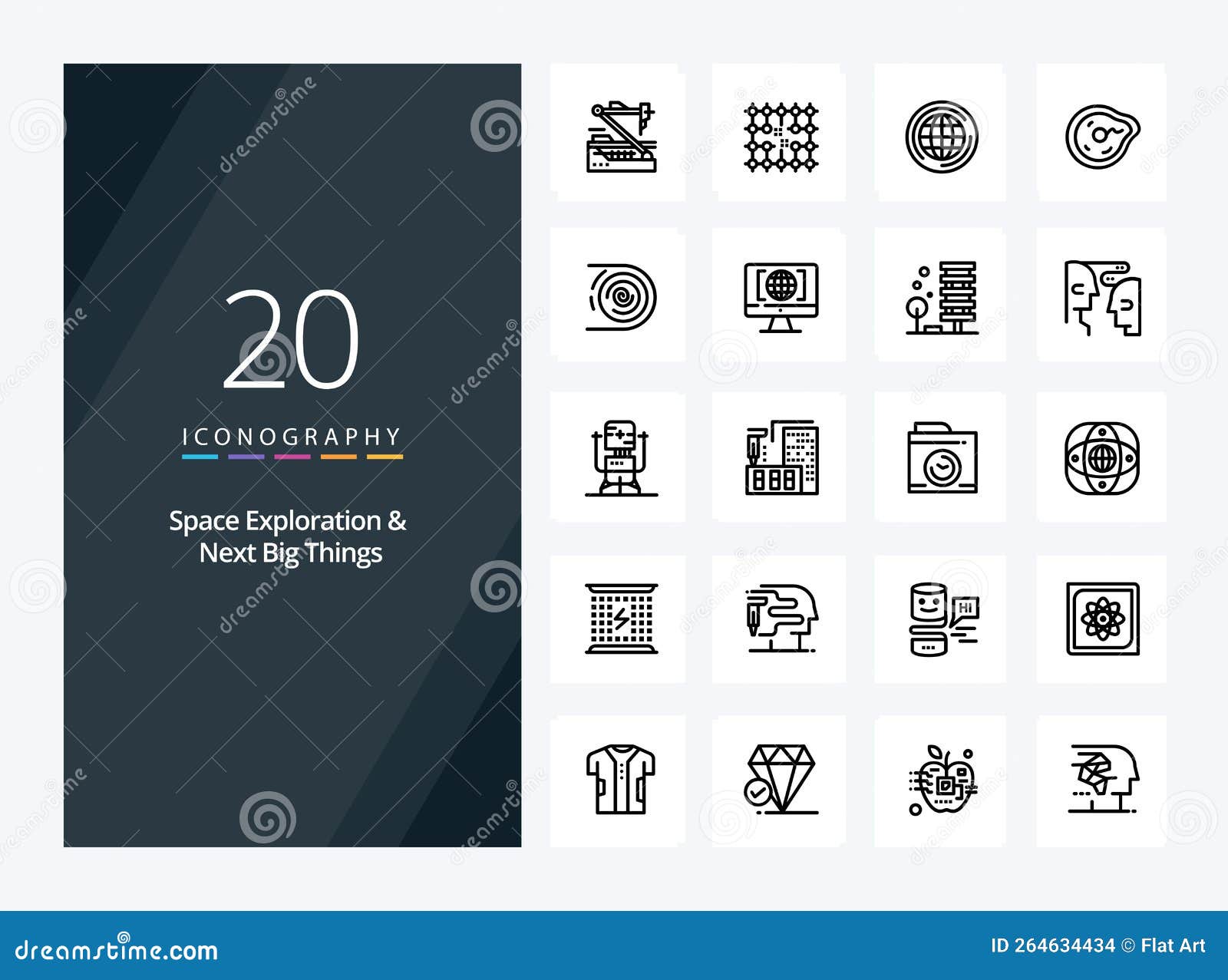 20 Space Exploration and Next Big Things Outline Icon for Presentation ...