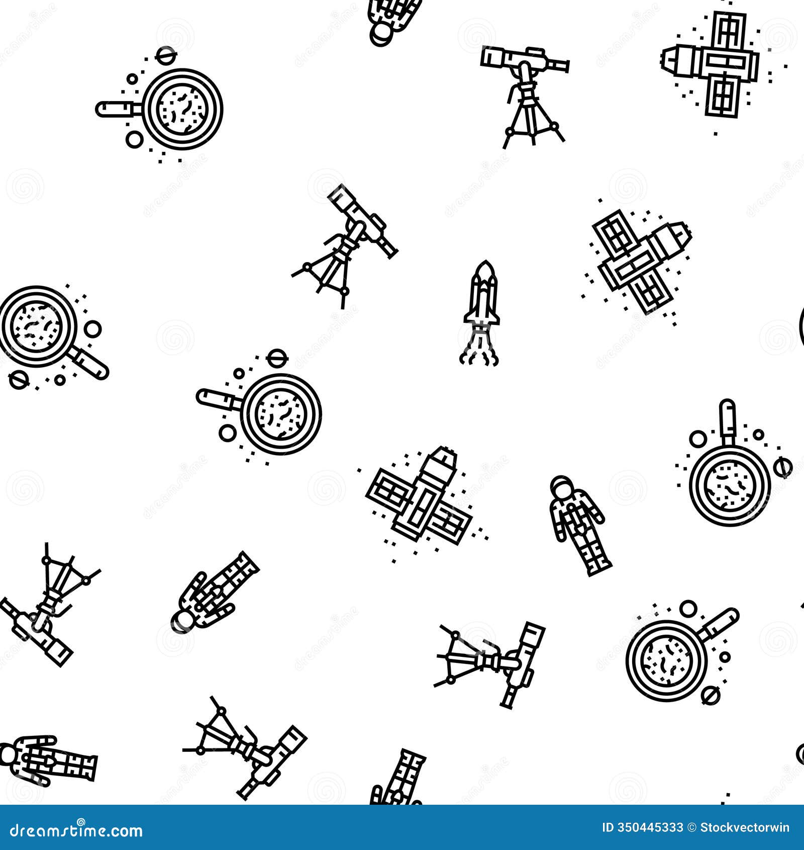 Space Exploration Planet Seamless Pattern Vector Stock Illustration - Illustration of banner ...