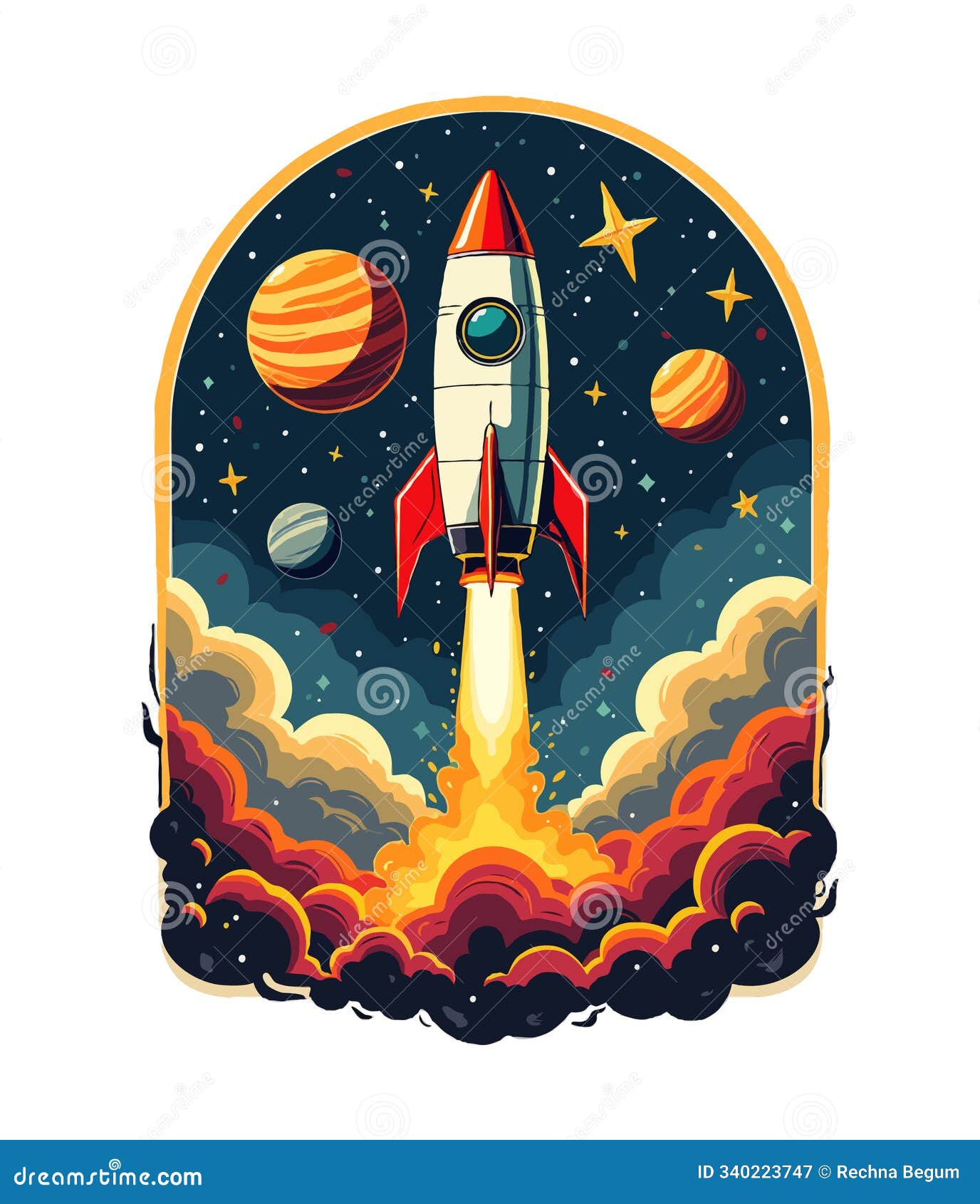 Space Exploration Rocket Vector with Vibrant Planets for Creative ...