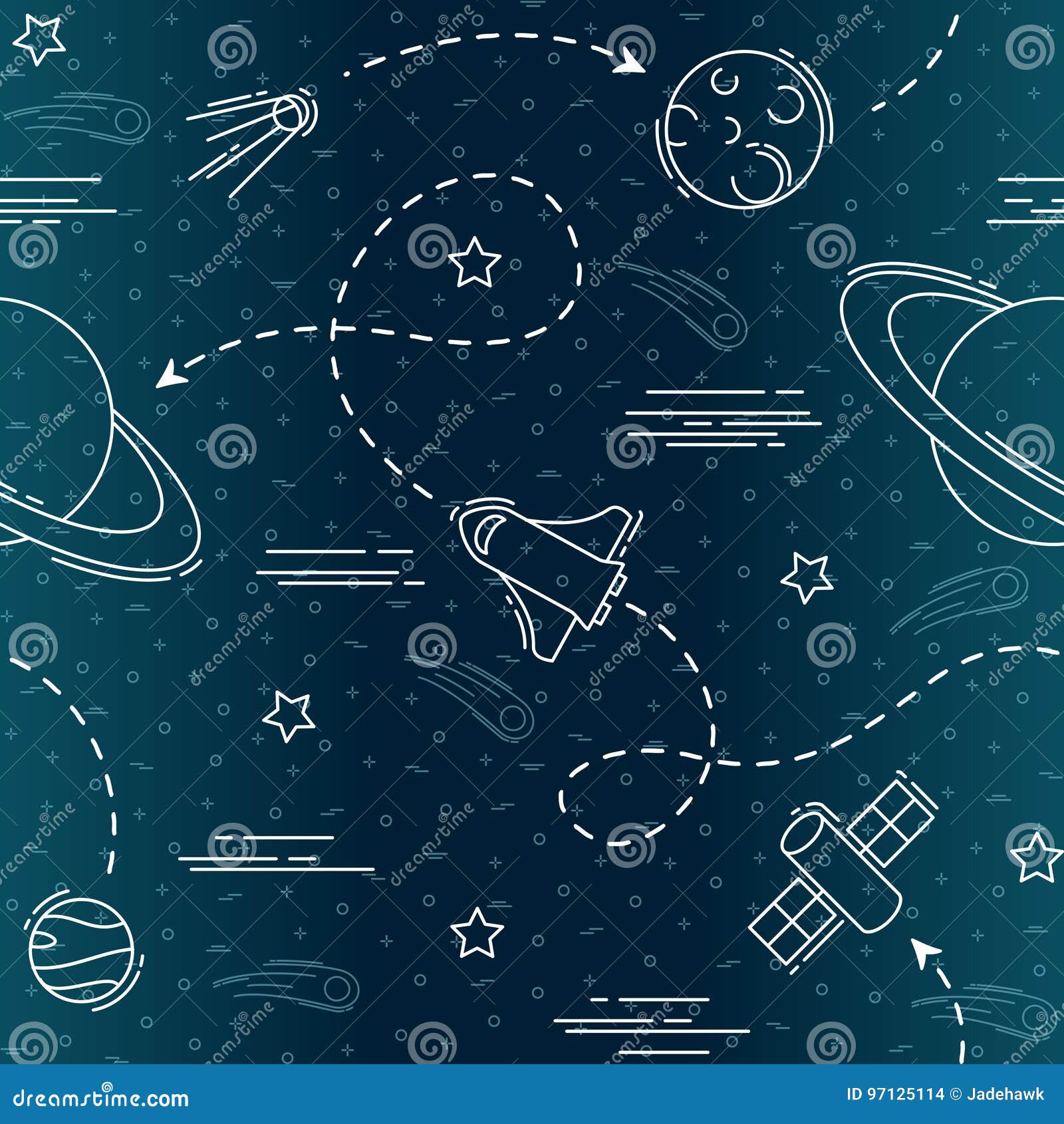 Space Exploration Seamless Pattern Stock Vector - Illustration of galaxy, explorations: 97125114