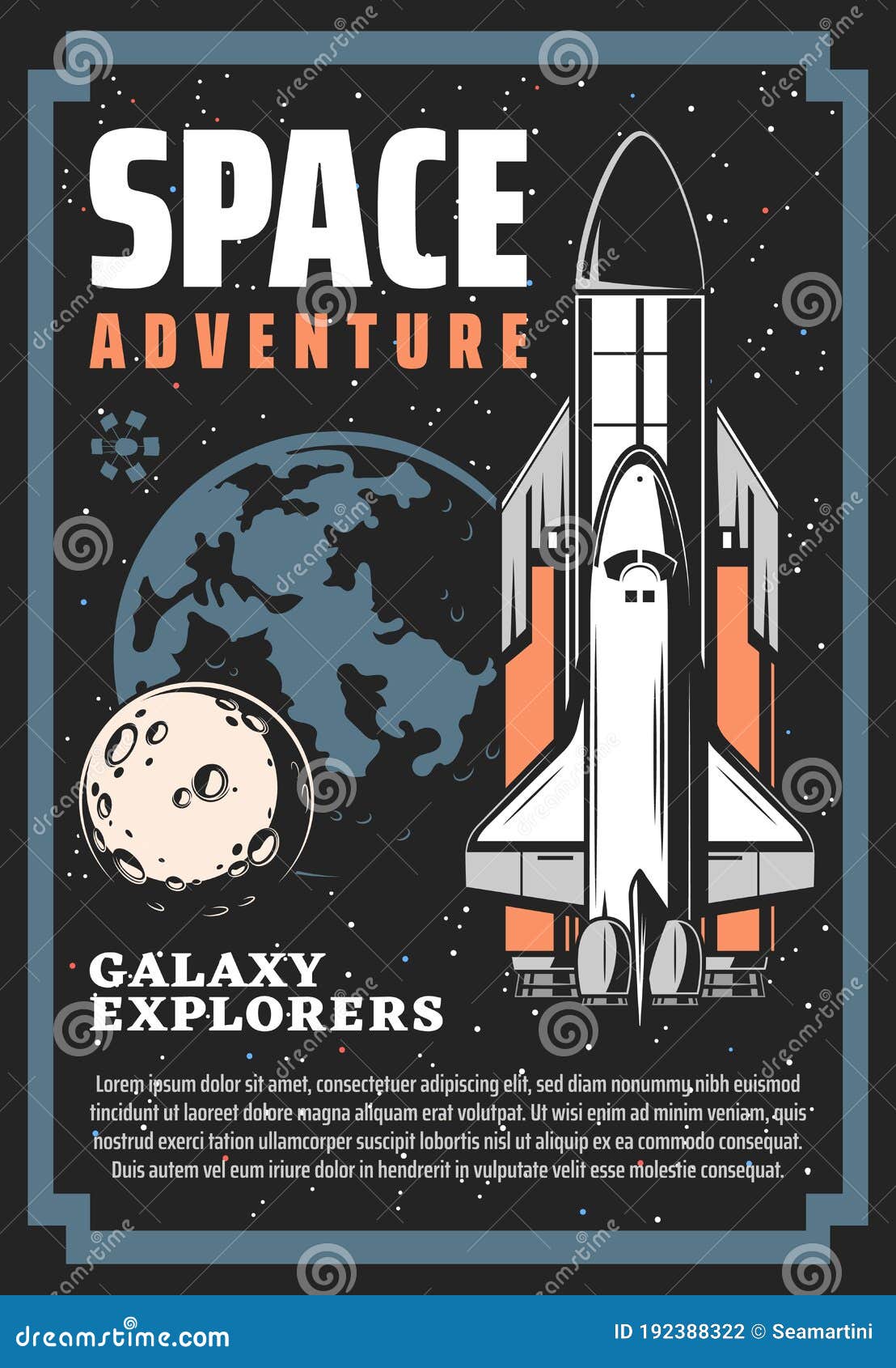 Space Exploration Spaceship and Galaxy Planets Stock Vector ...