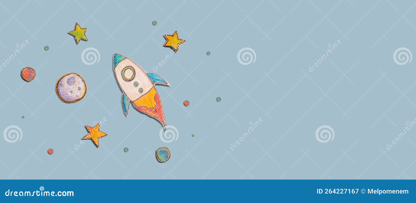 Space Exploration Theme with a Rocket Stock Illustration - Illustration ...