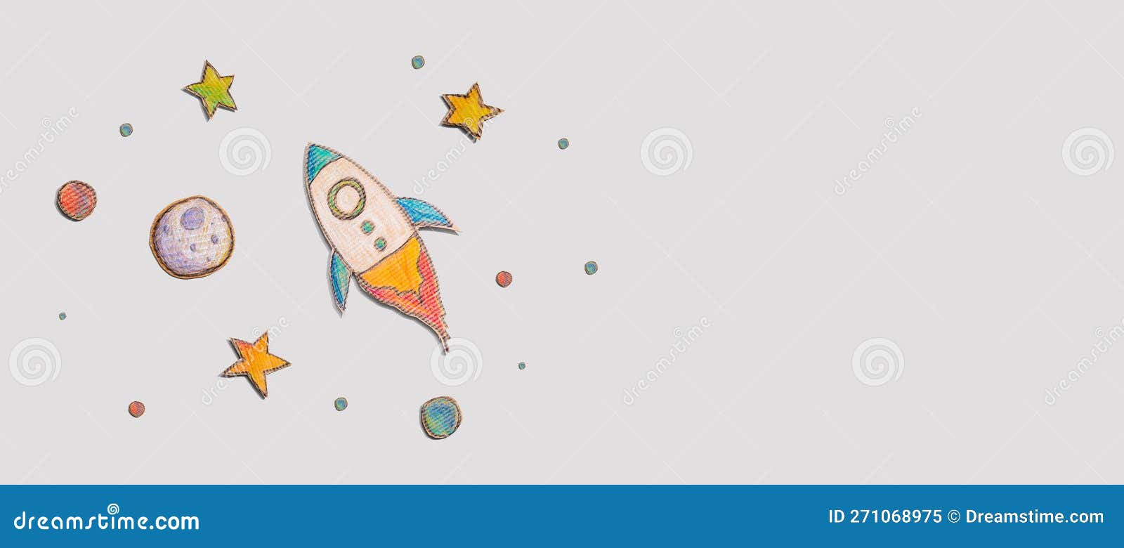 Space Exploration Theme with a Rocket Stock Illustration - Illustration ...