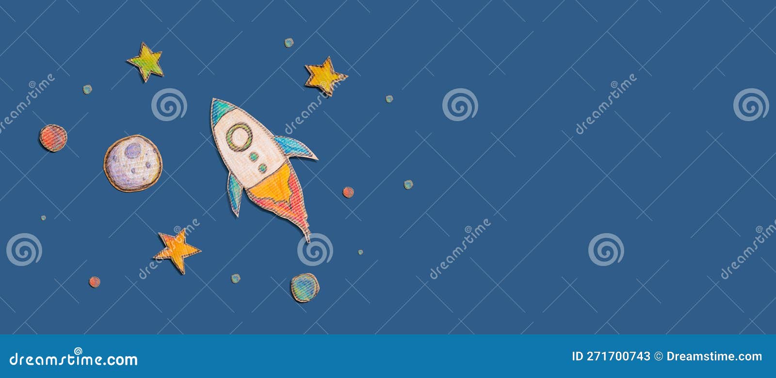 Space Exploration Theme with a Rocket Stock Illustration - Illustration ...